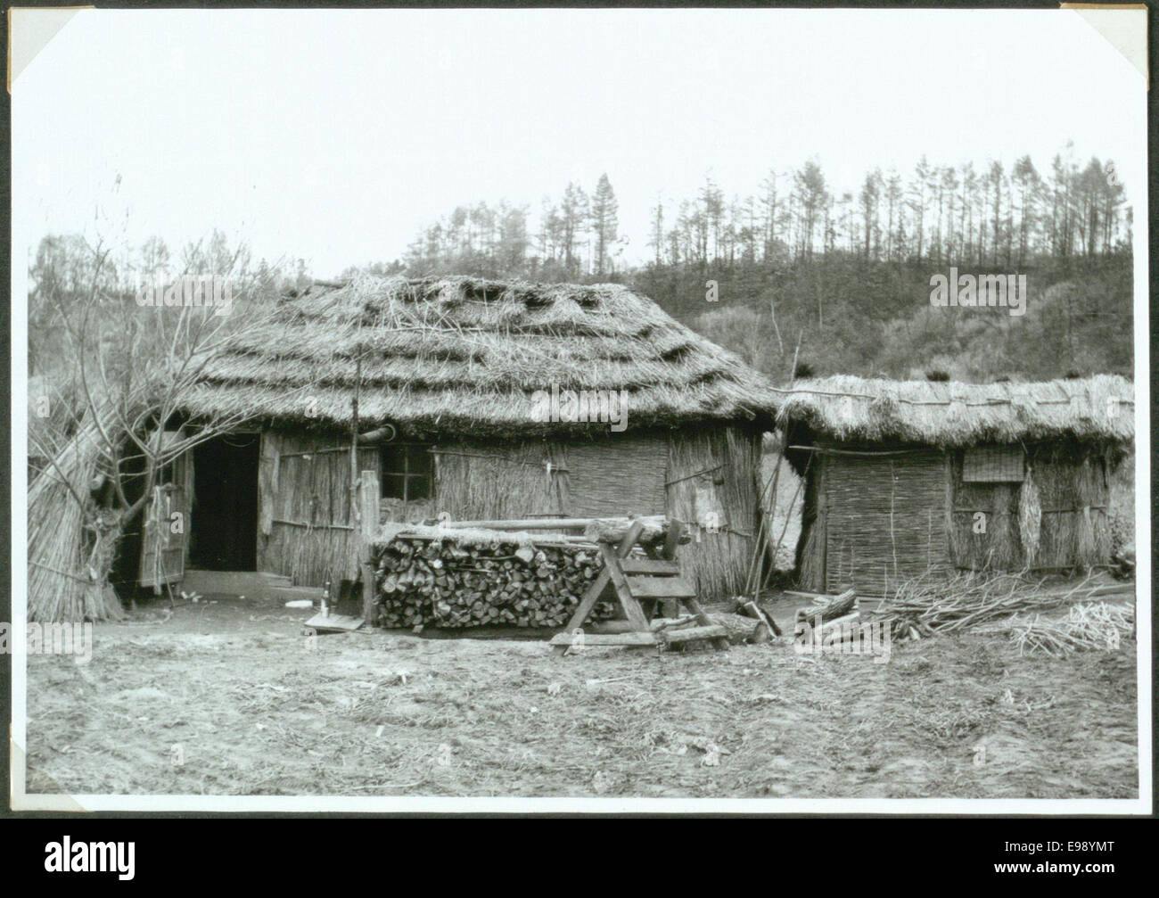 Photograph of a traditional Aino house in Tokachi, Japan, showcasing ...