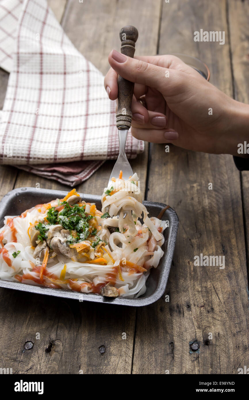 Chinese mix vegetables and rice noodles on table Stock Photo - Alamy