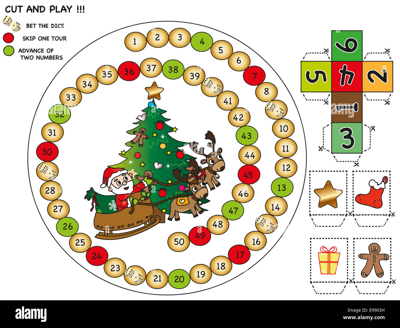 christmas game for children: cut and play Stock Photo - Alamy