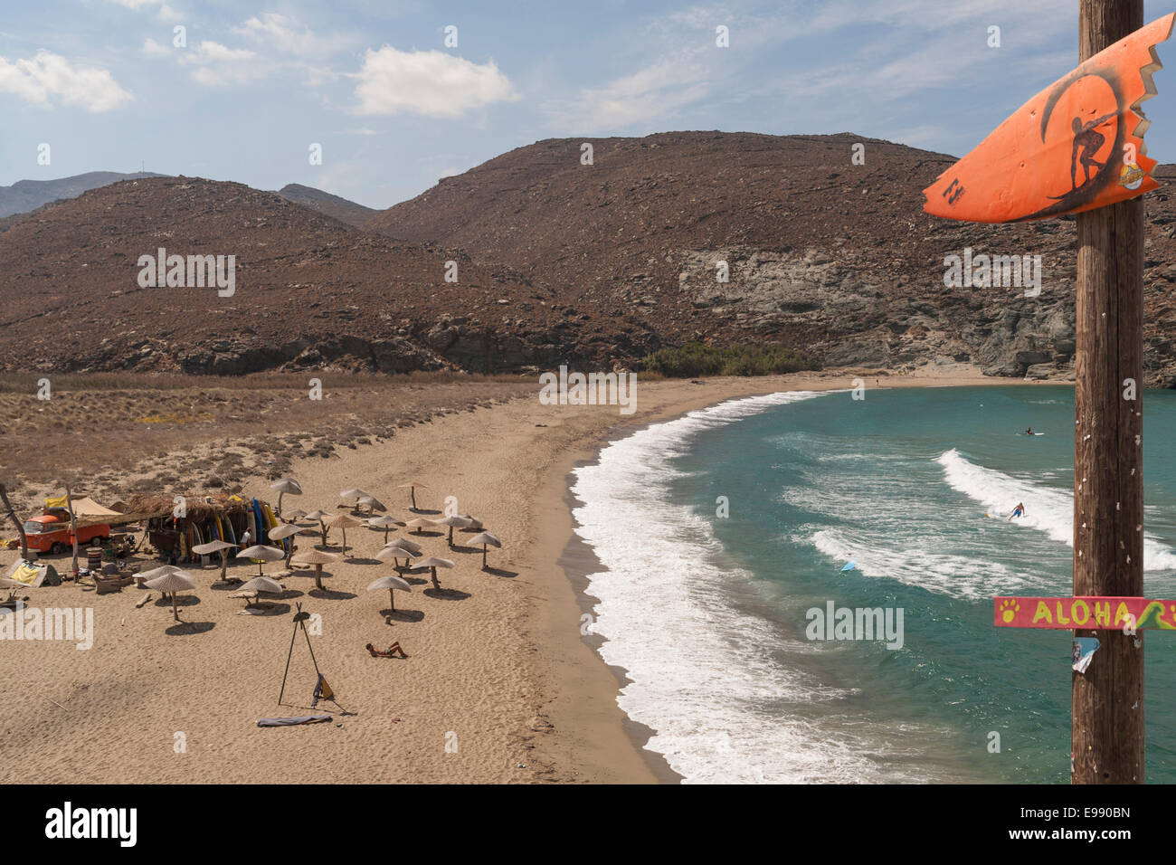 Greece, Cyclades, Tinos, Kolimbithra surfing beach Stock Photo - Alamy