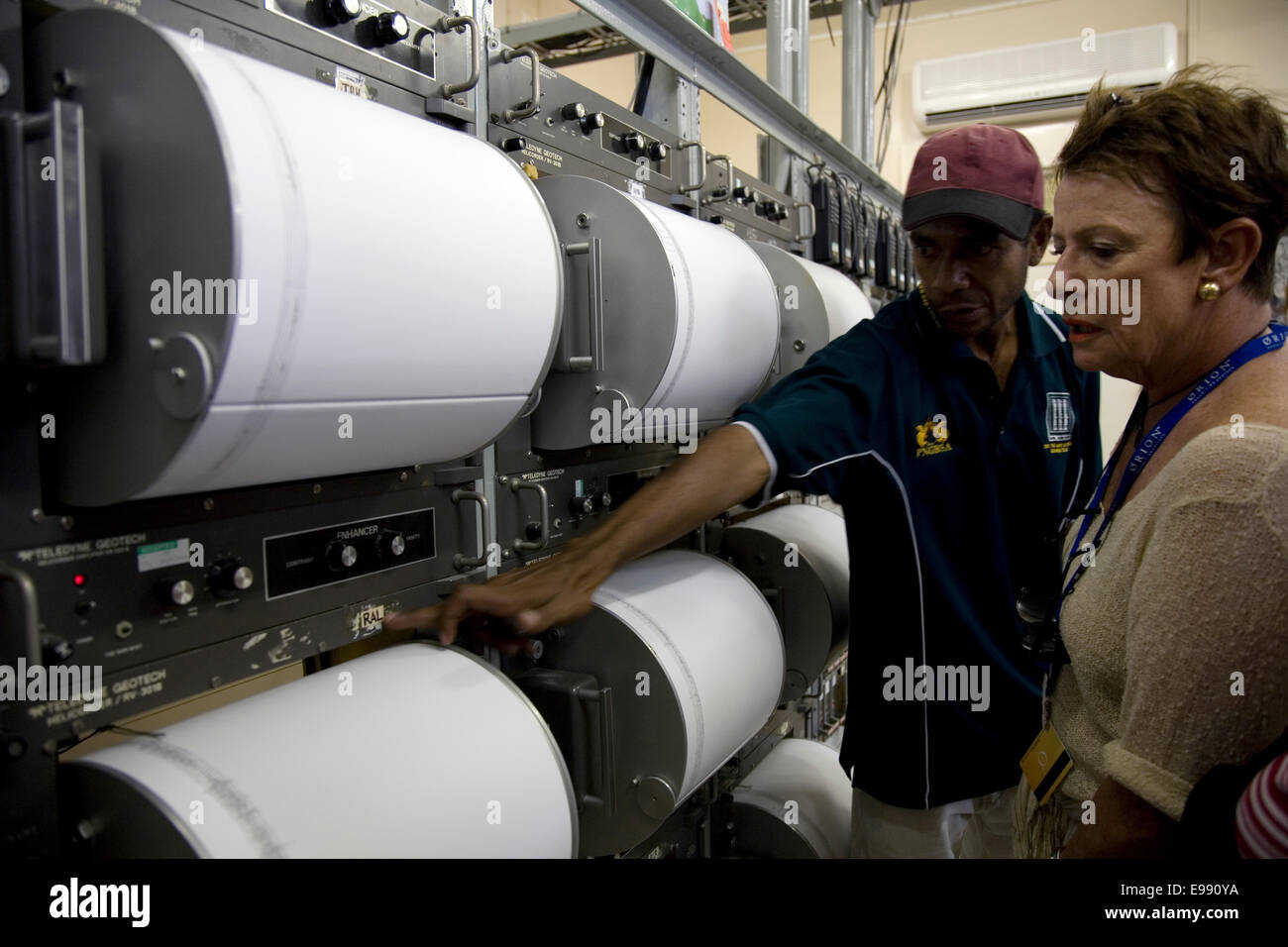 Visitors at the Vulcanology Observatory, Rabaul, Papua New Guinea Stock ...