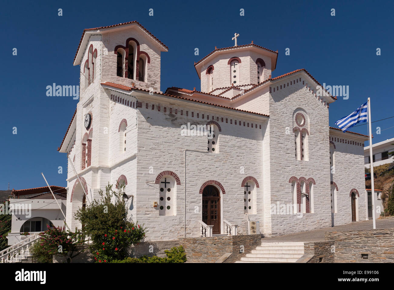 Greece, Cyclades, Andros, Batsi church Stock Photo - Alamy