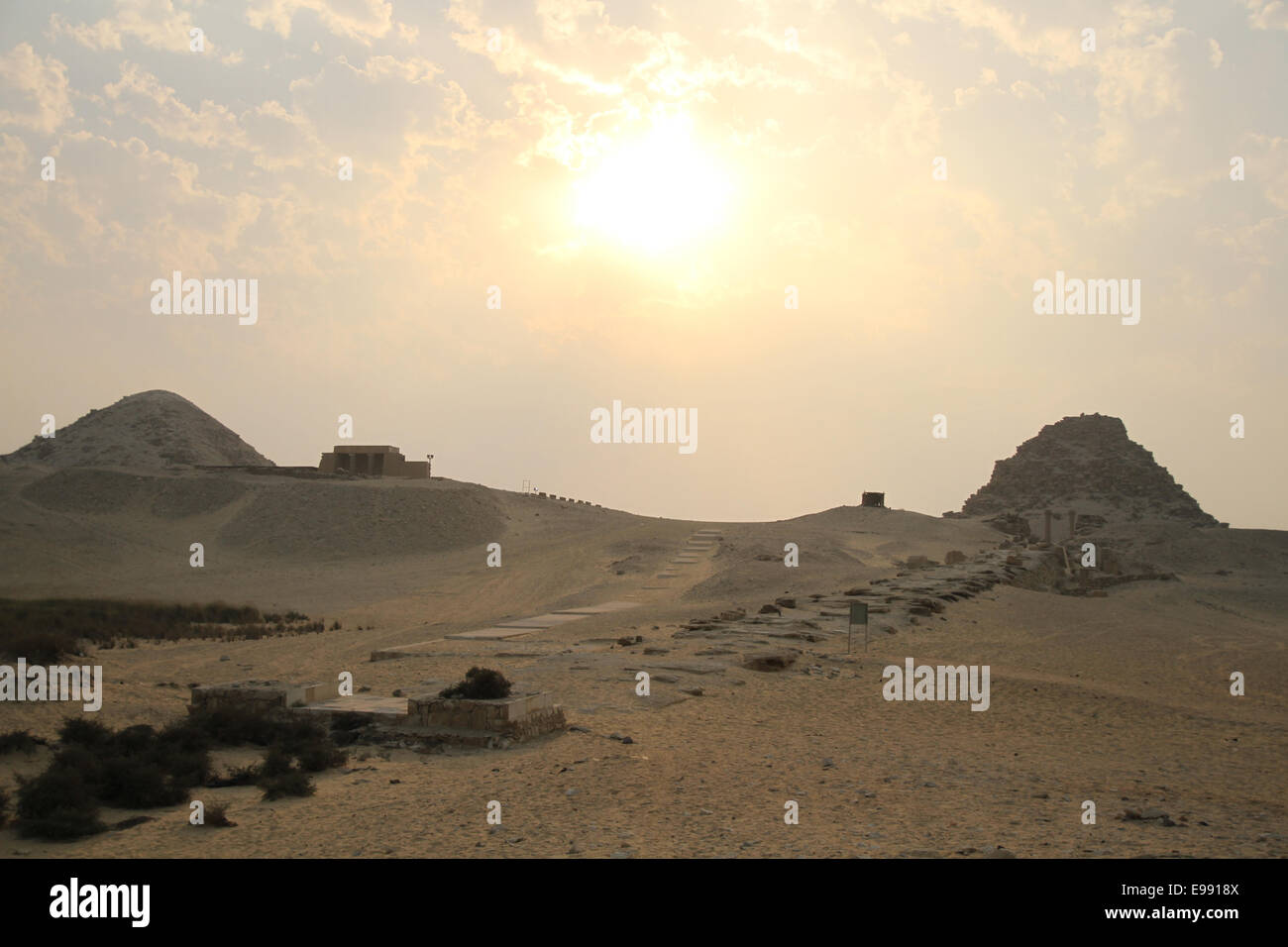 (L to R) The pyramid of Niuserre, the mastaba of Ptashepses & the ...
