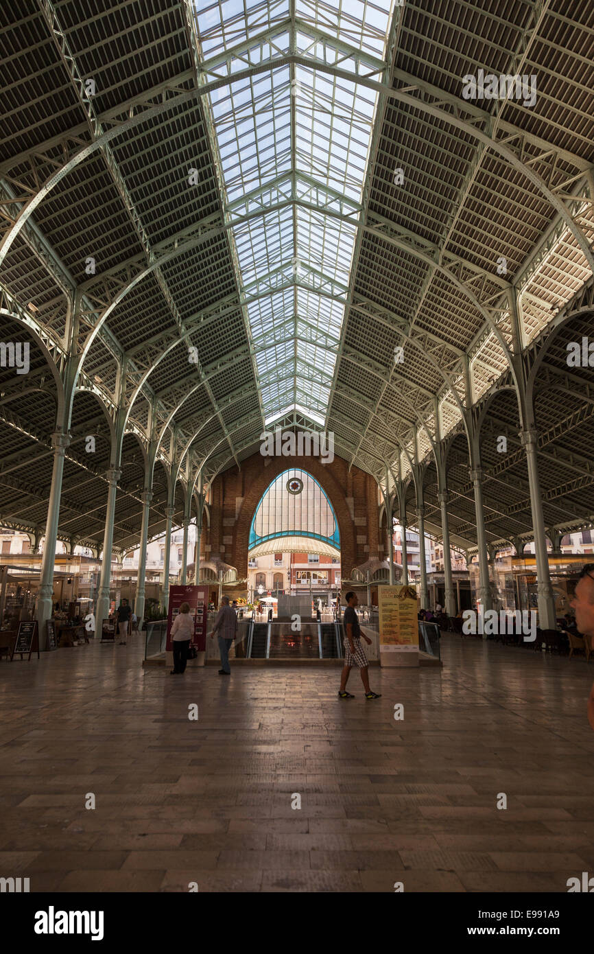 Looking up to the arched metal and glass roof over the Colon market in ...
