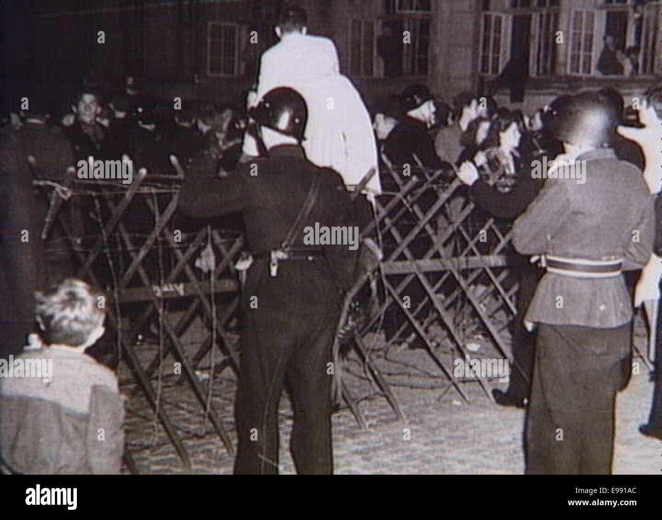 A historical photograph from May 4, 1945, capturing a significant ...