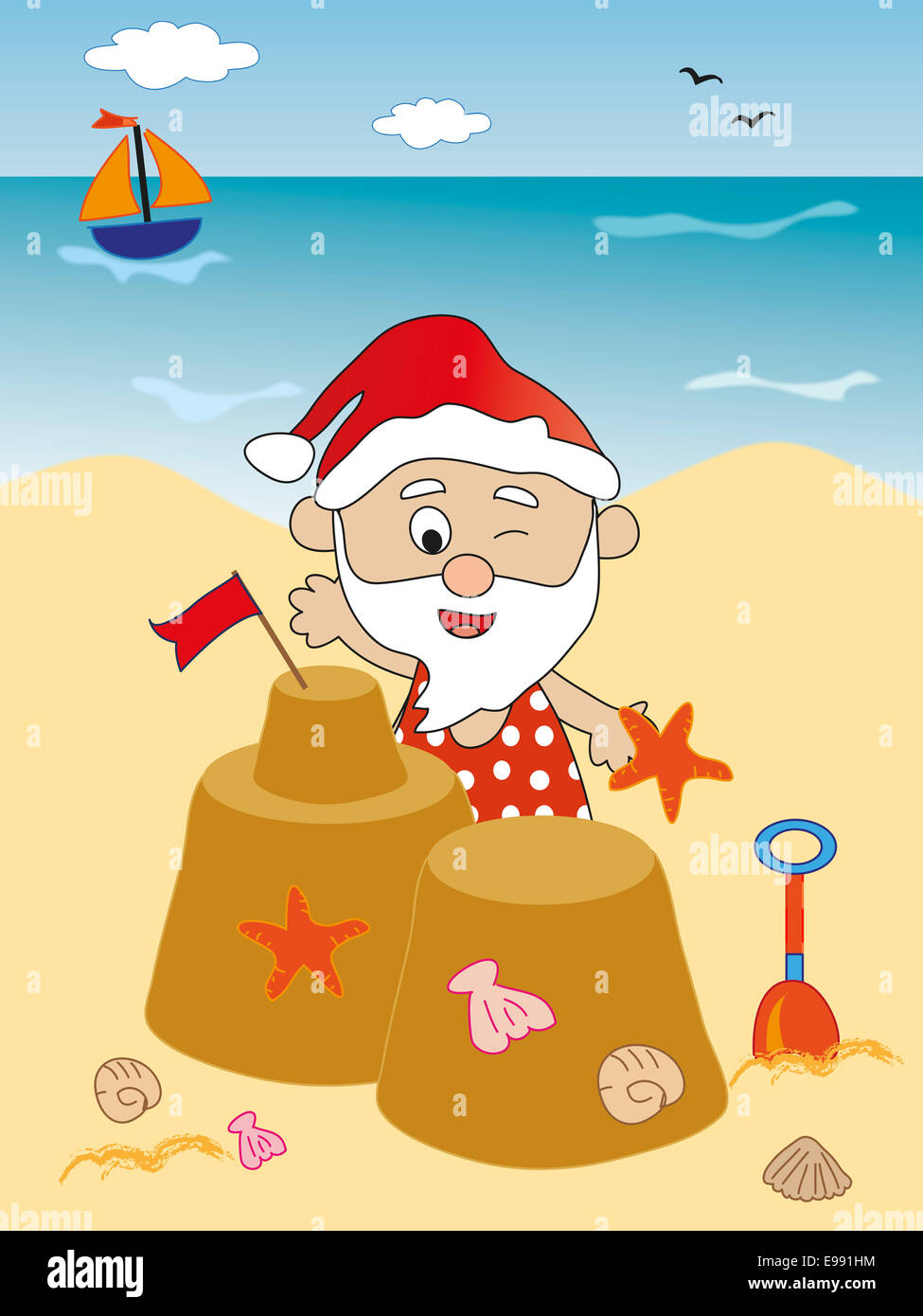 santa claus on the beach Stock Photo - Alamy
