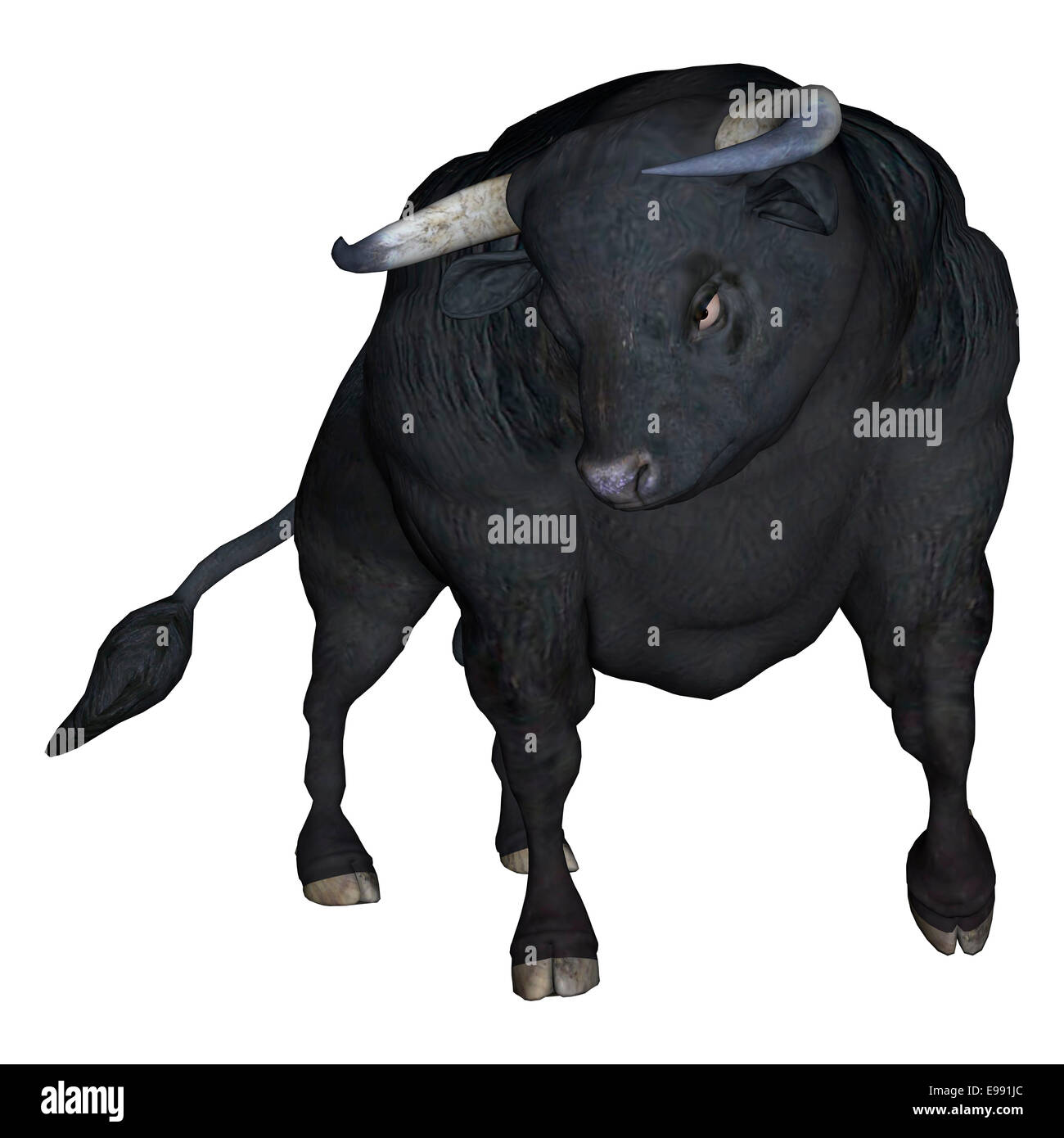 3D digital render of a black bull isolated on white background Stock ...