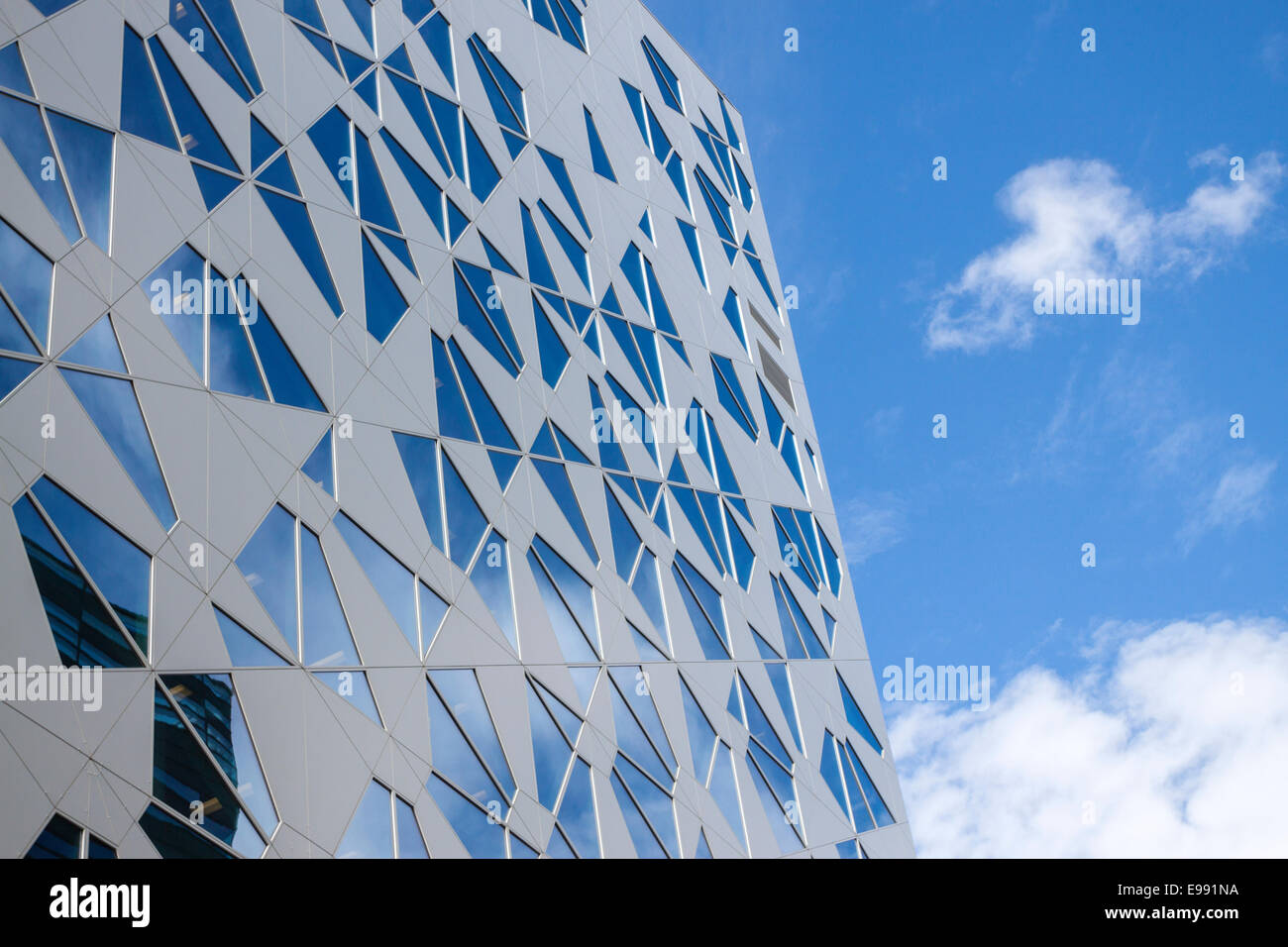 Norwegian modern buildings in a summer morning. Oslo, Ostlandet ...