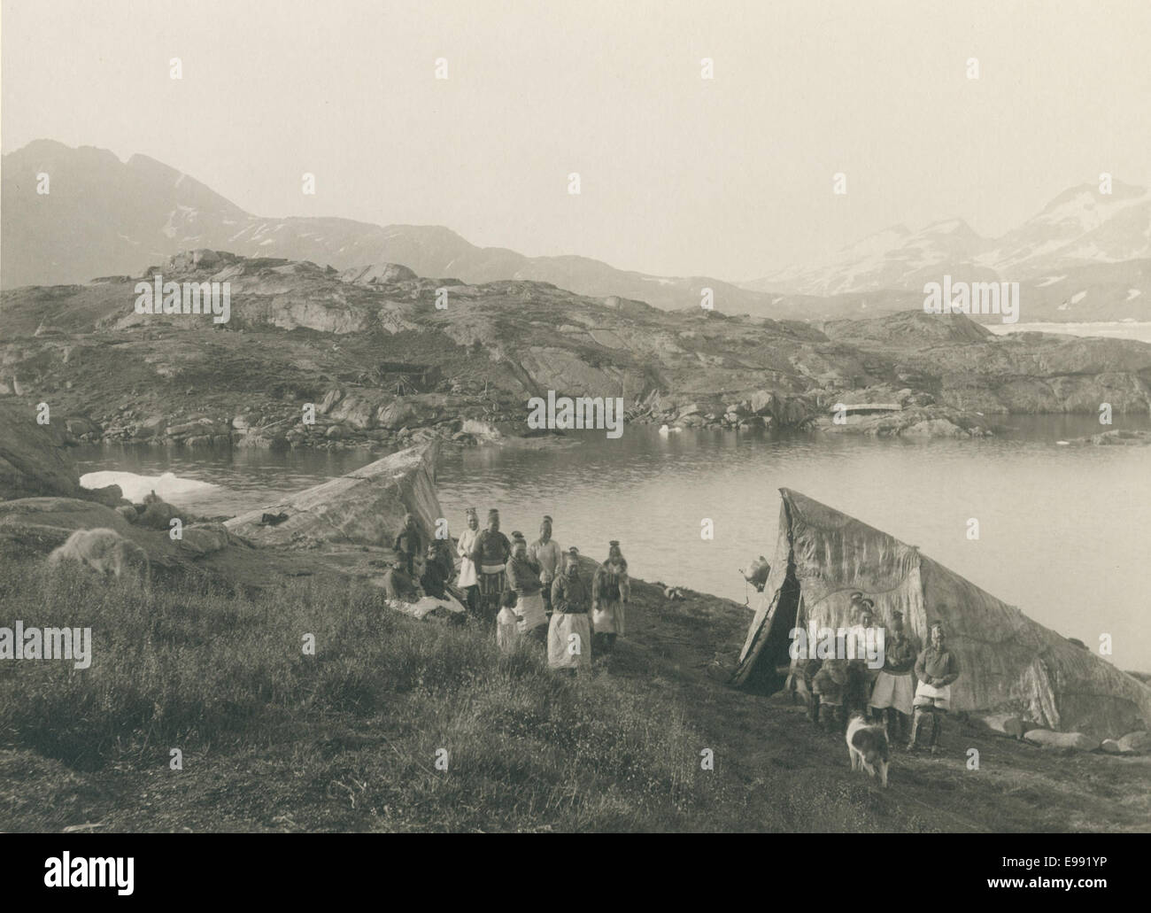 A historical photograph showing life in Greenland during the late 19th ...