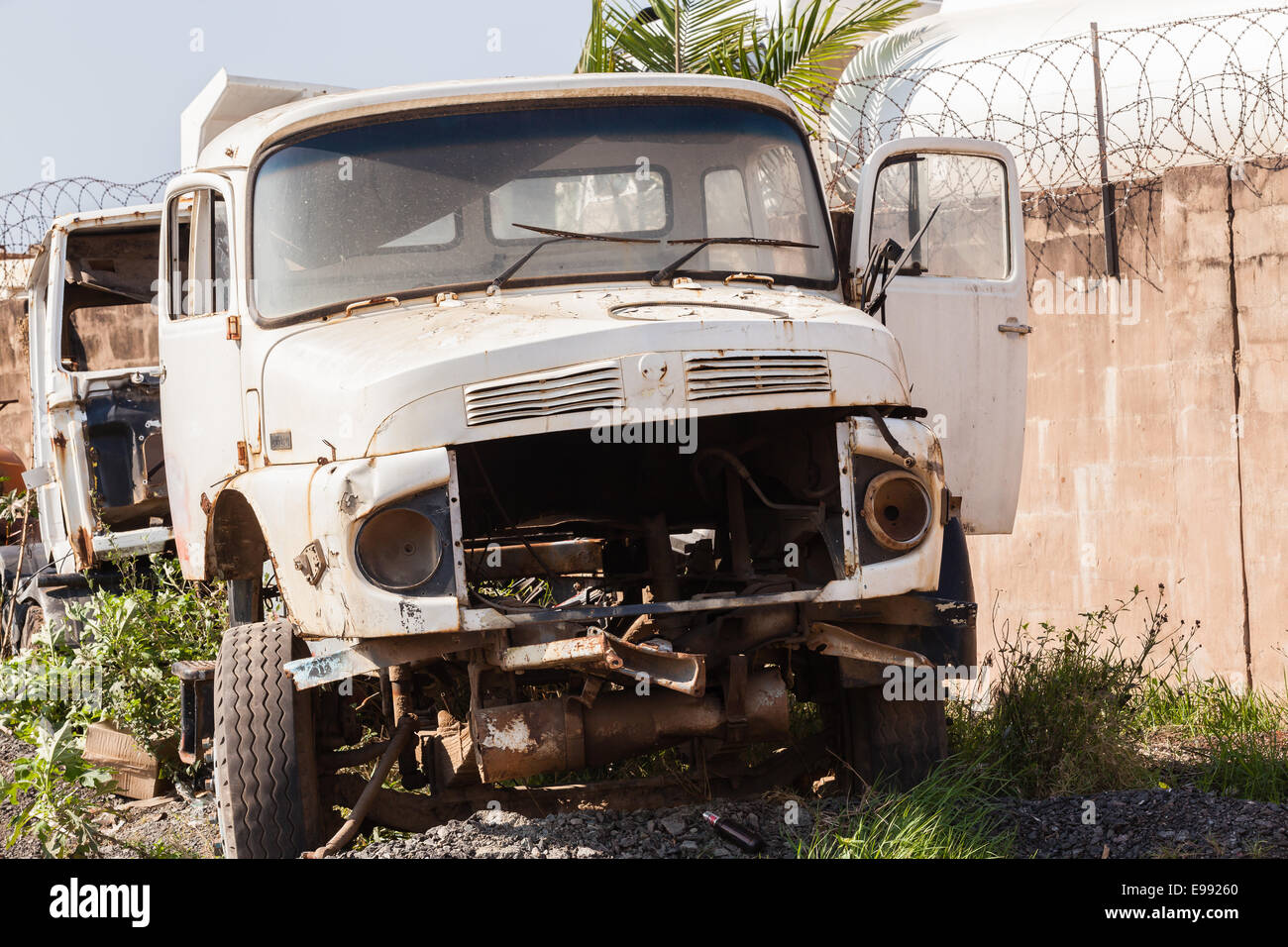 Trucks abandoned vehicles damaged old broken scrapped Stock Photo - Alamy