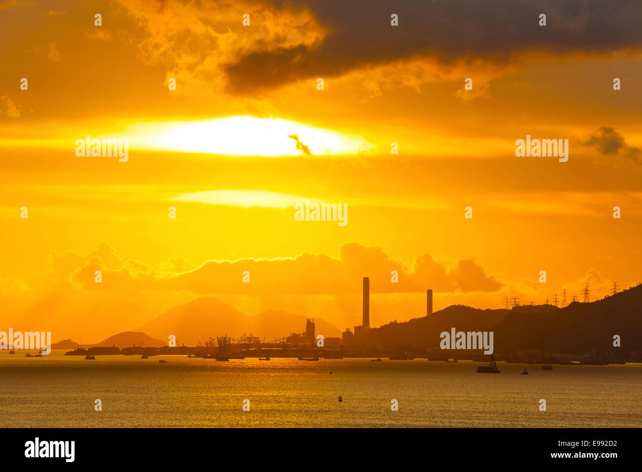 Power plant at sunset Stock Photo - Alamy