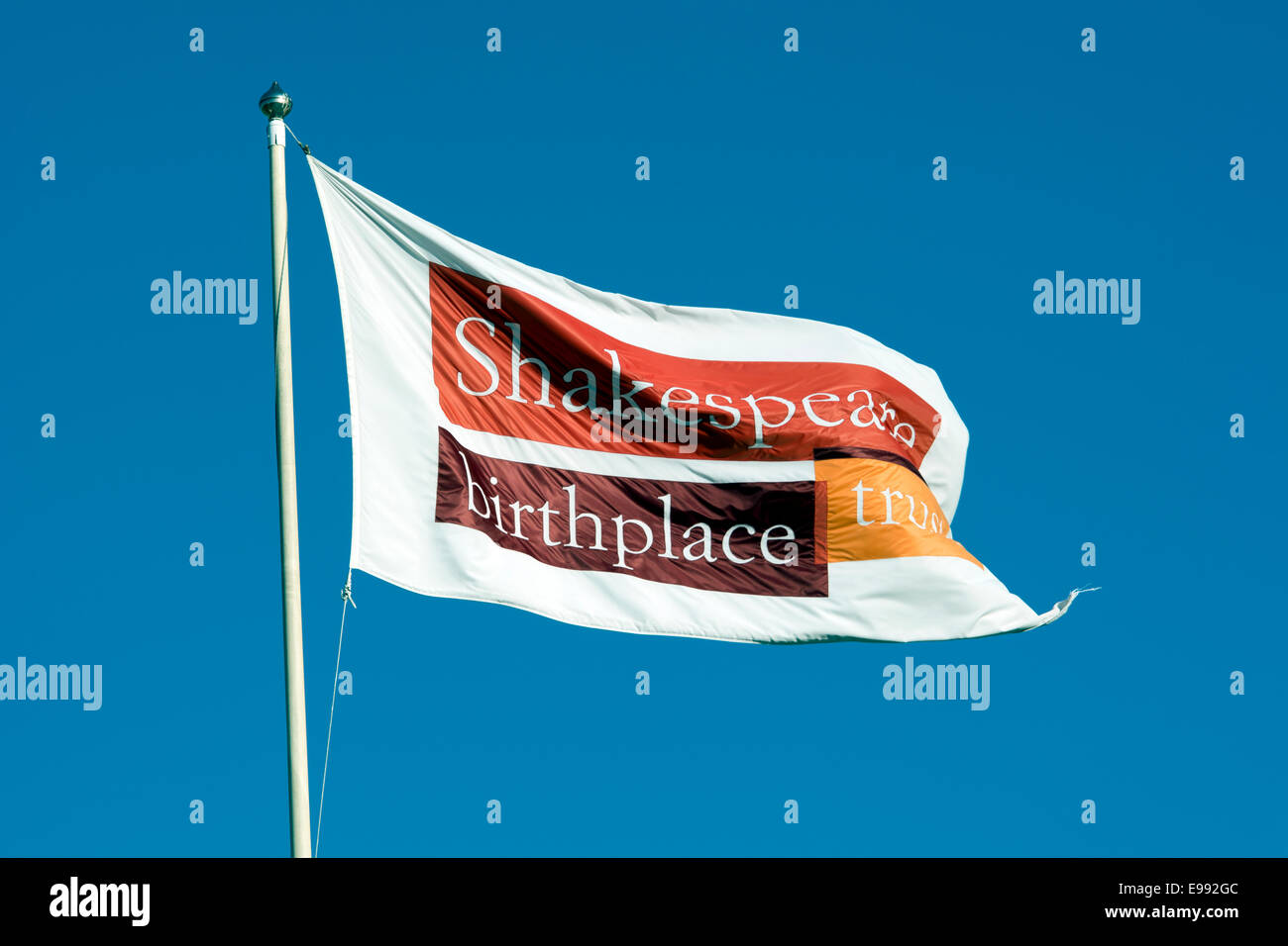 Shakespeare`s Birthplace Trust flag, Stratford-upon-Avon, UK Stock ...