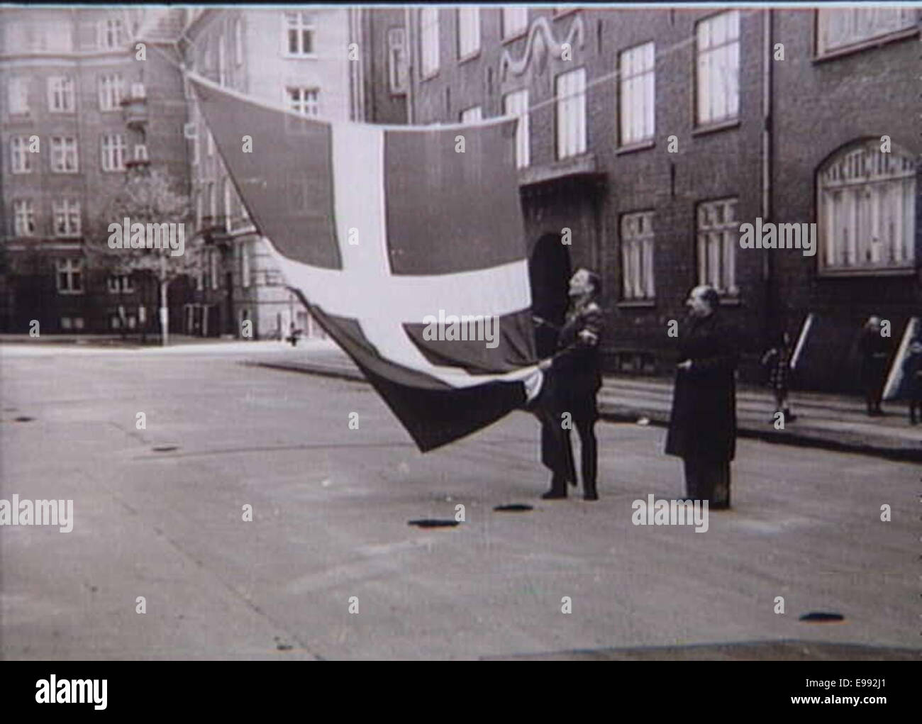 Photograph of the Danish flag, Dannebrog, flying at Danas Plads in ...