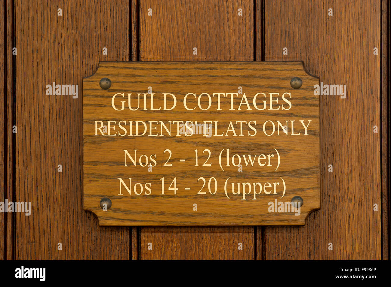 Guild Cottages sign, Church Street almshouses, Stratford-upon-Avon, UK Stock Photo - Alamy