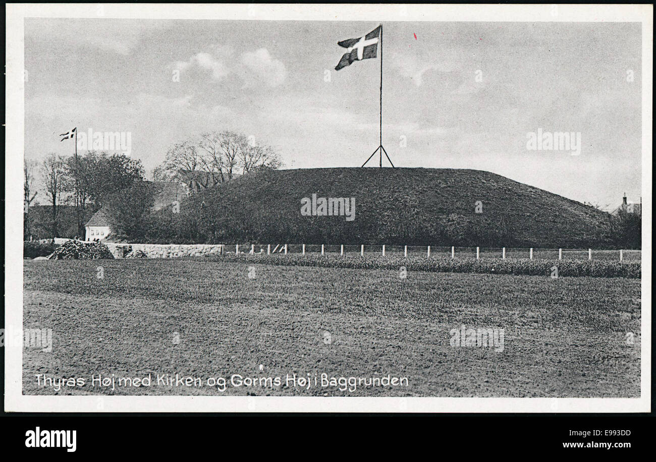 A photograph of the northern mound at Jelling, Denmark, part of a ...