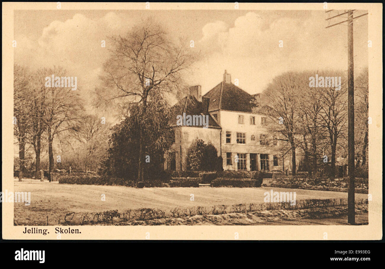 A photograph of the Jelling site in Denmark, a UNESCO World Heritage ...