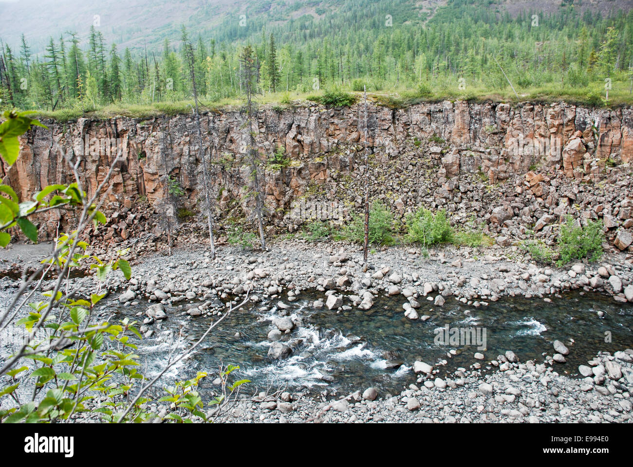 Rocky canyon of the mountain river. Russia, Taimyr Peninsula, Putorana ...
