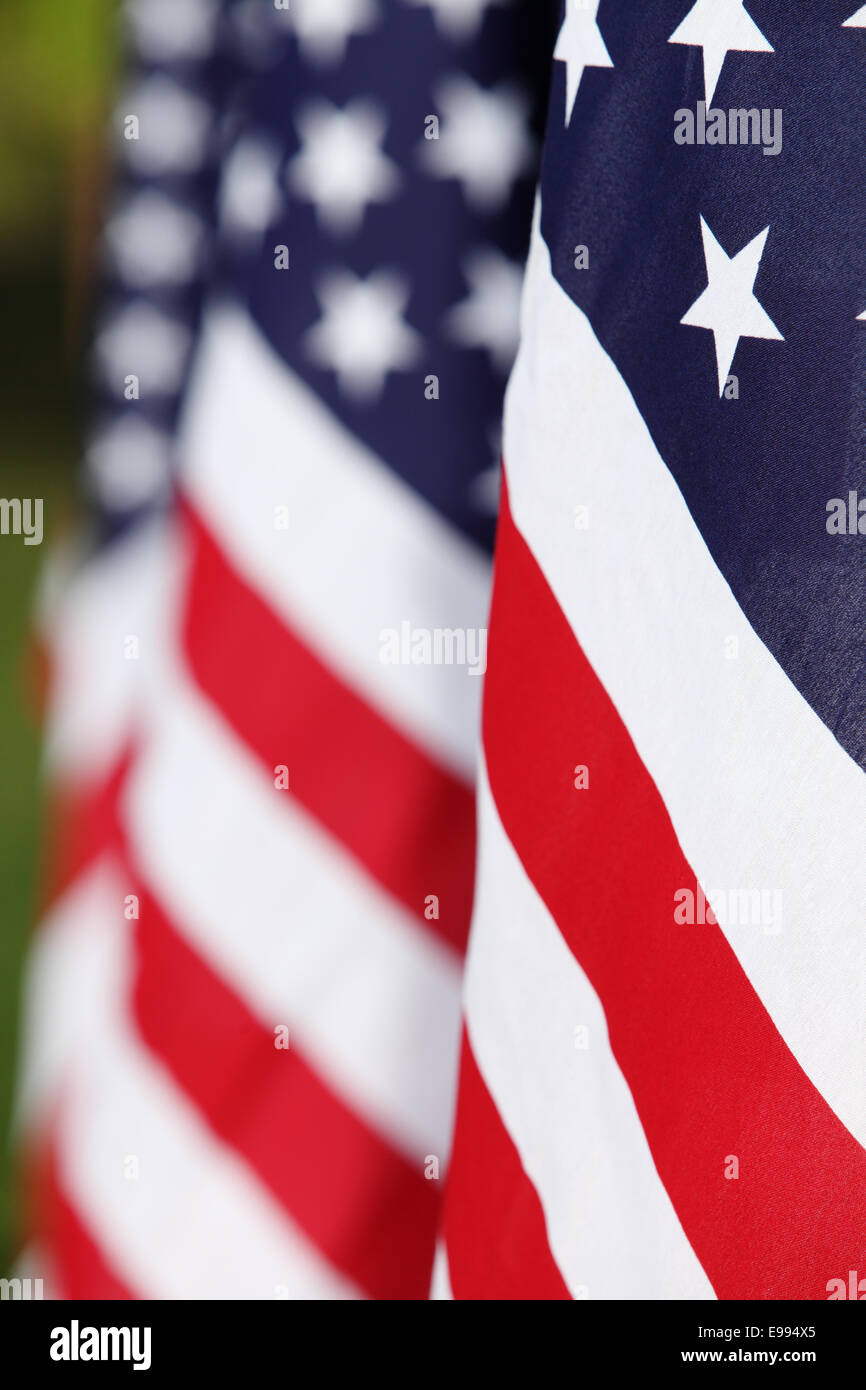 American flags in a row Stock Photo - Alamy