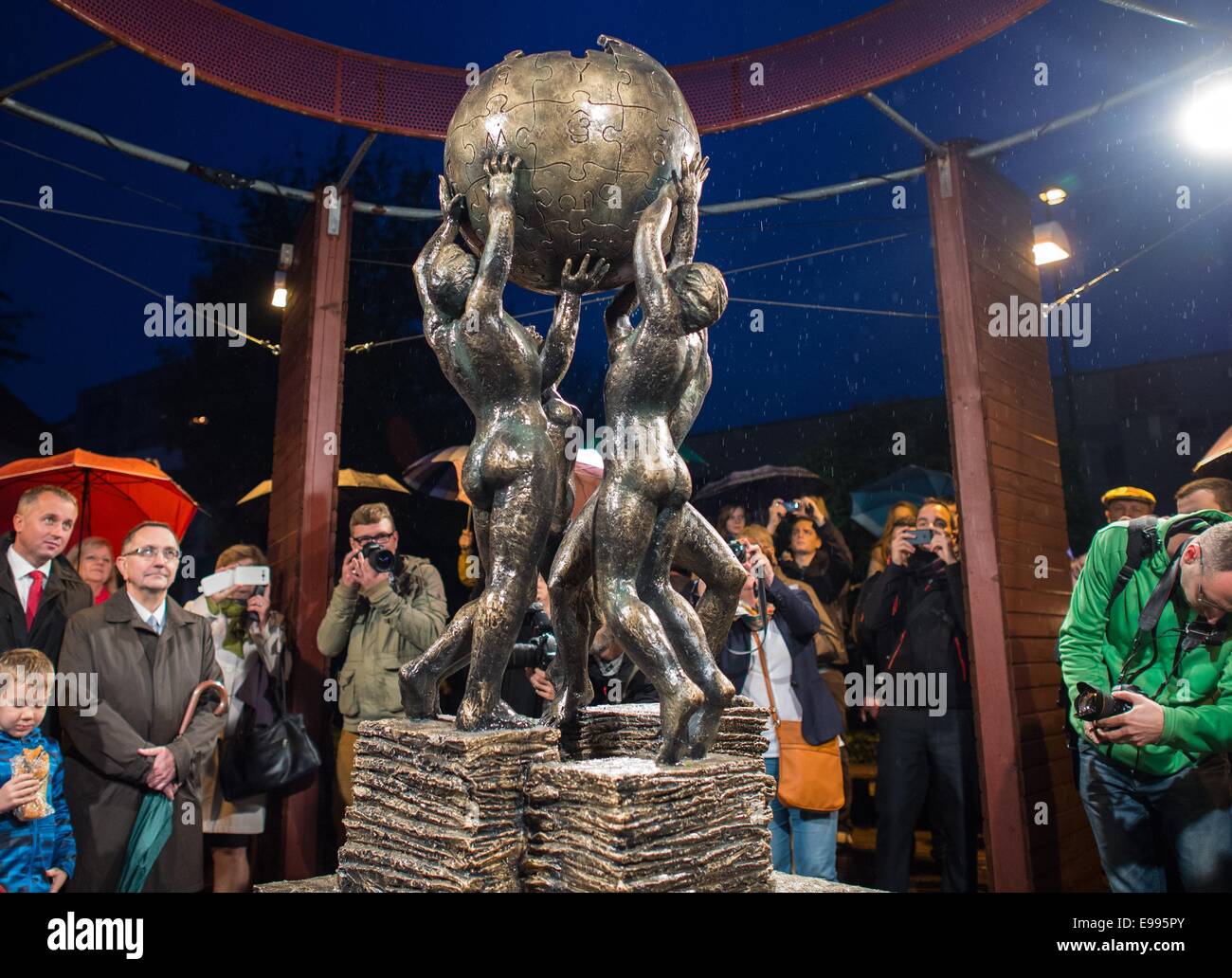 Slubice, Poland. 22nd Oct, 2014. The world's first Wikipedia monument ...