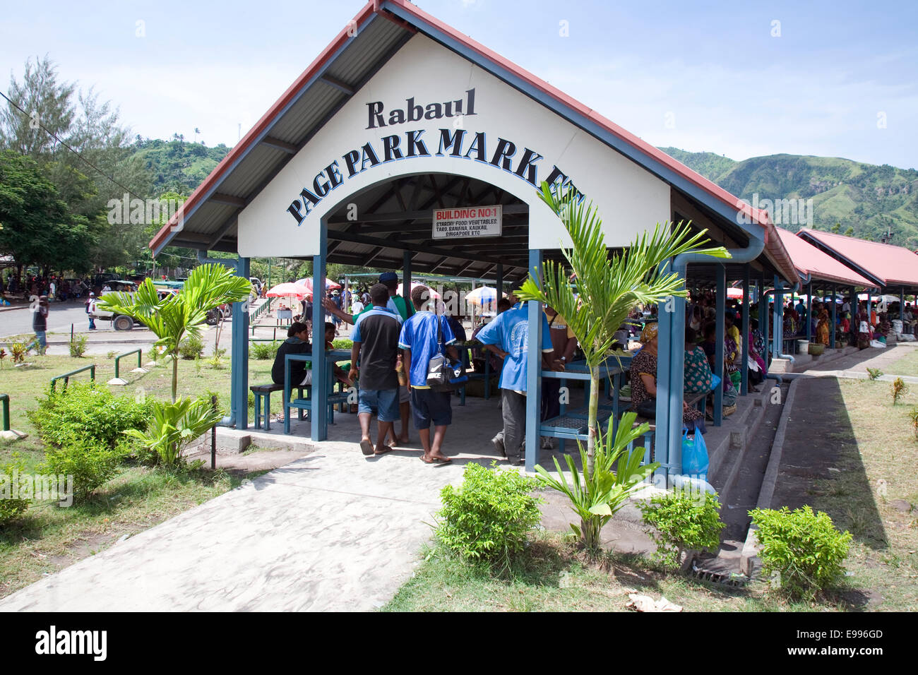 Busy Page Park Market is the commercial center of Rabaul, New Britain ...