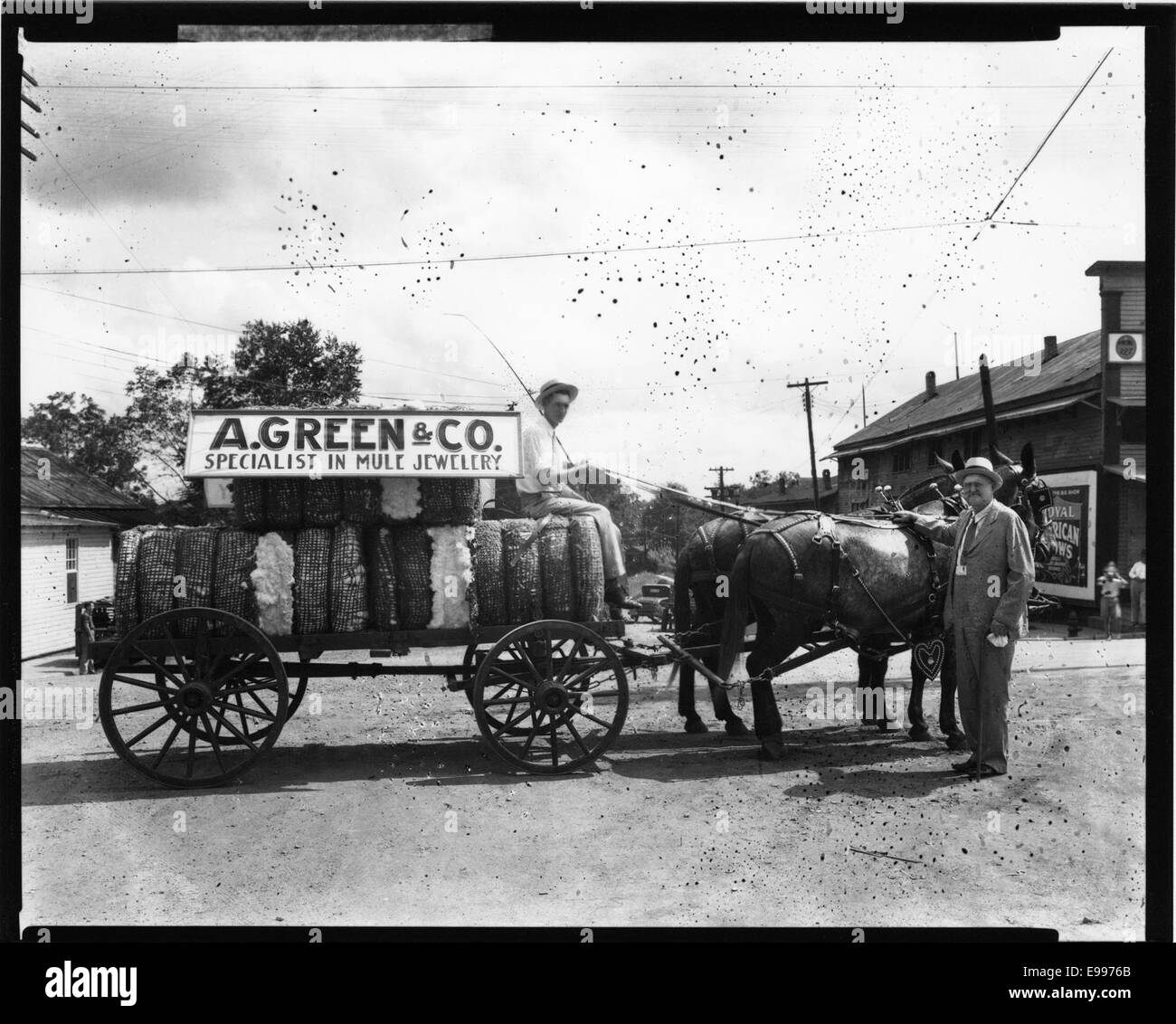 Photograph of a wagon loaded with cotton, capturing the agricultural ...