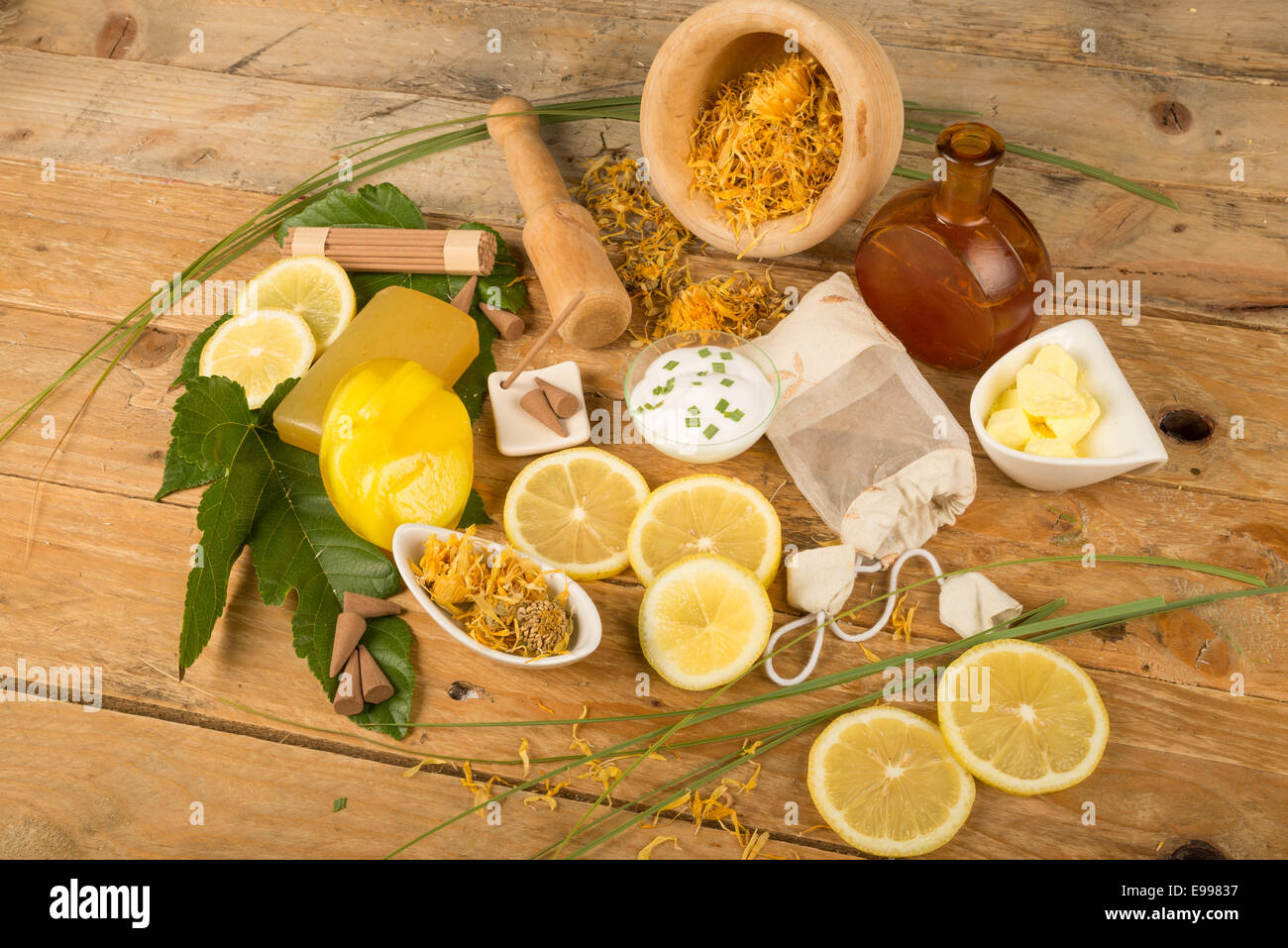 Natural cosmetics with marigold as an ingredient Stock Photo - Alamy