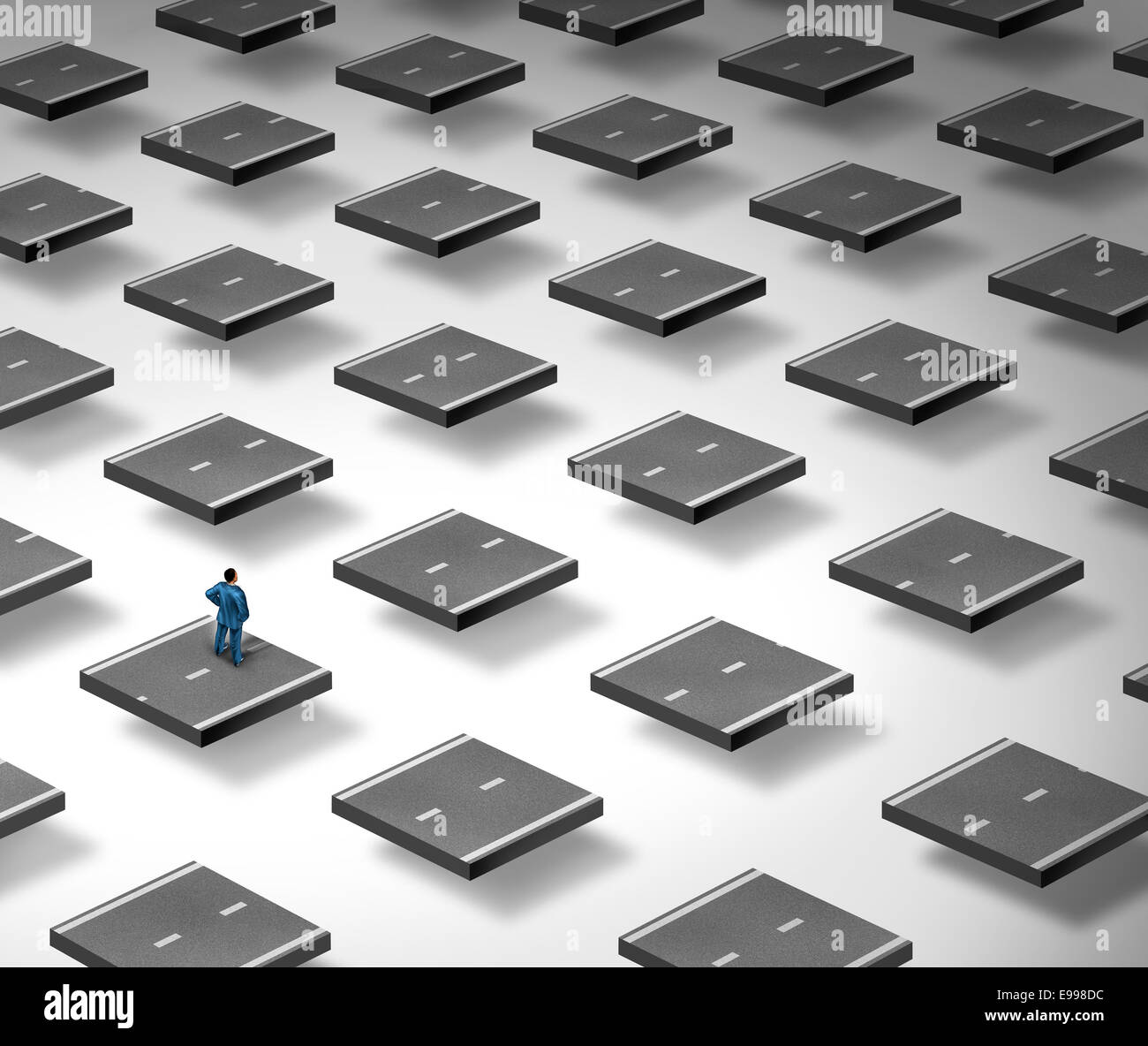 Concept of confusion as a business person standing on a three ...