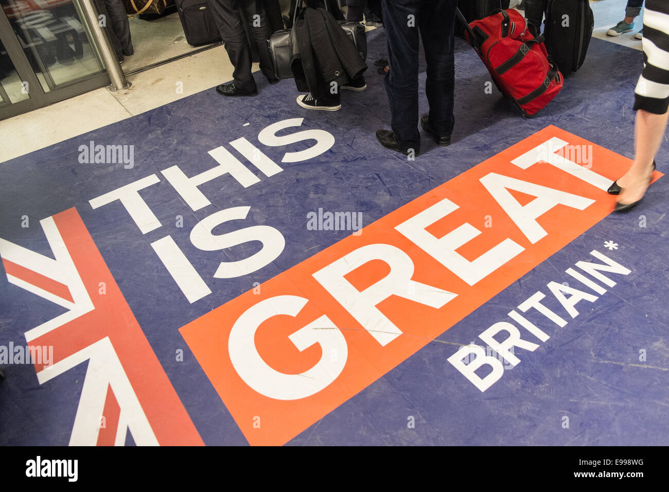 Tourists at passport control UK border crossing at Gare du Nord train ...