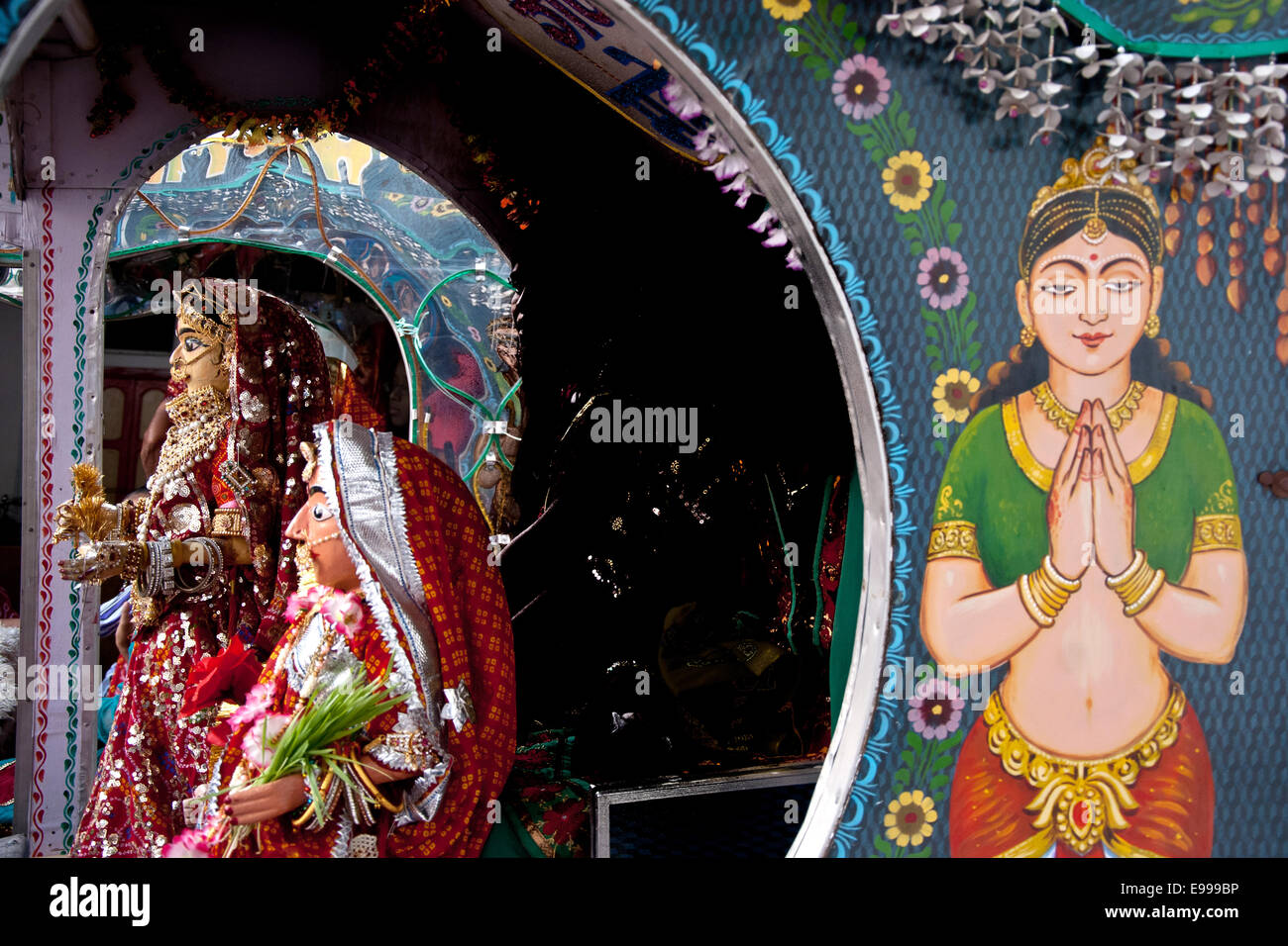 Idols of hindu god and goddesses(Shiva and Parbati)paraded during the ...