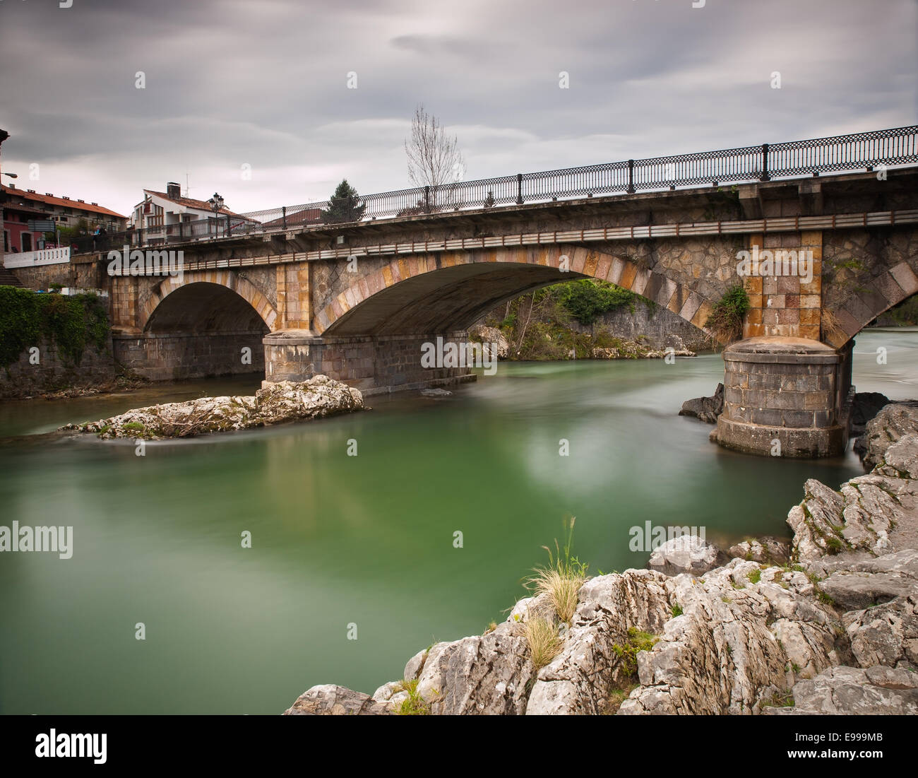 Bridge over Sella river in Cangas de Onis in Asturias, Spain Stock ...