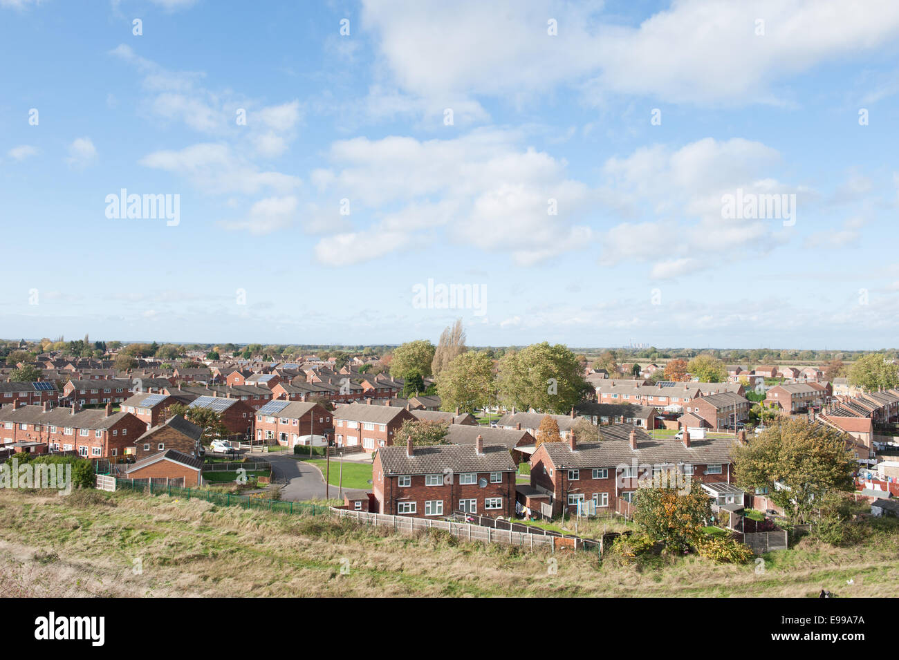 View over Stainforth village near the former Hatfield Colliery in South ...