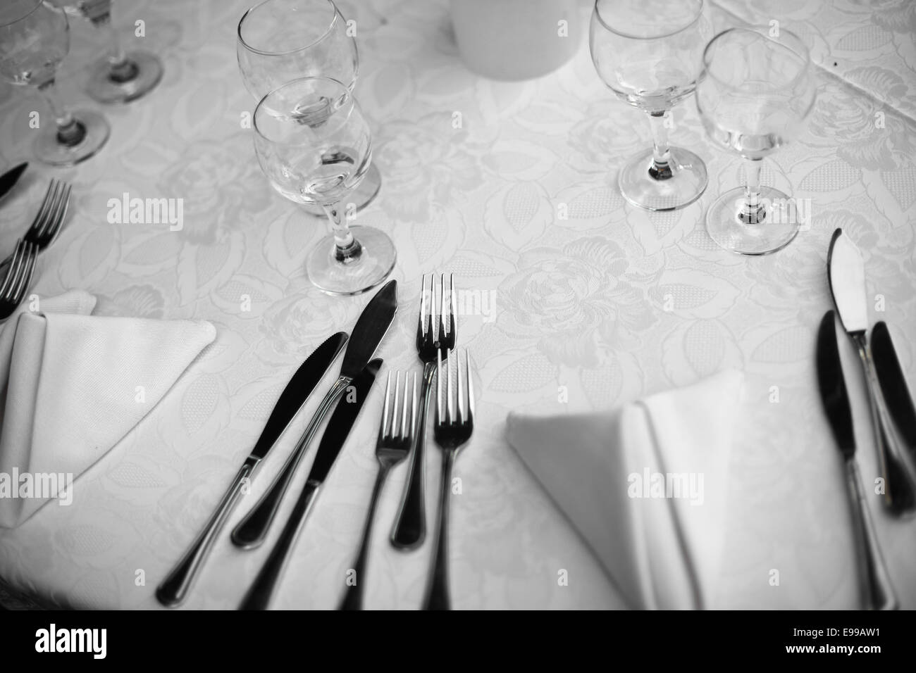 Shot with a dinner table in a restaurant Stock Photo - Alamy