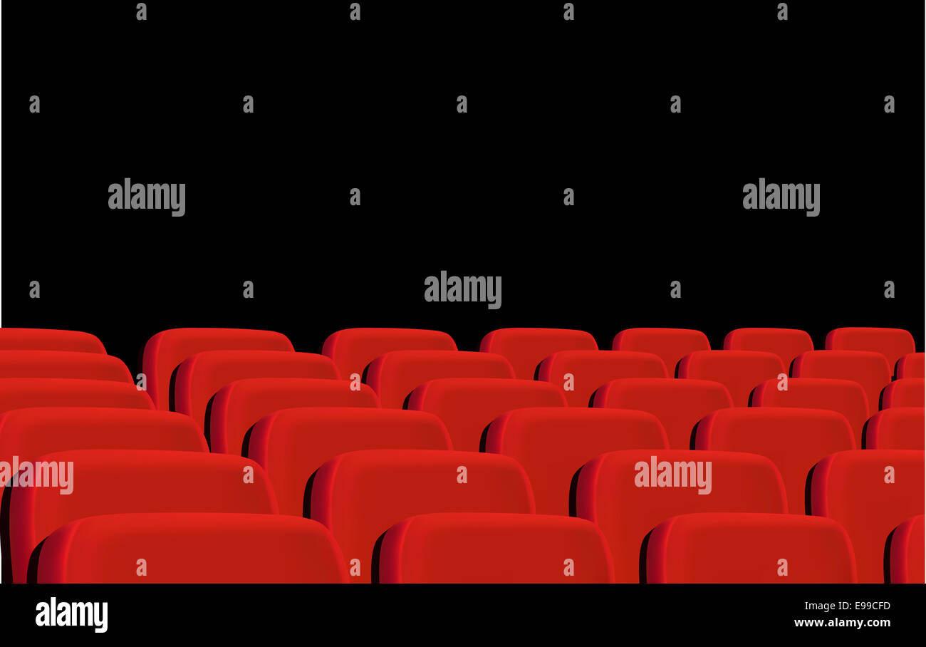 Rows of red cinema seats on a black background. Vector Stock Photo - Alamy