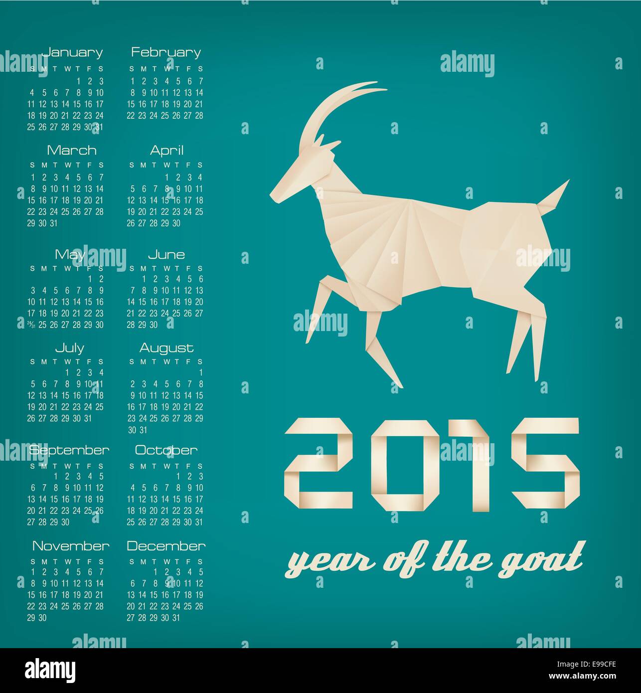 2015 year of the goat calendar. Vector Stock Photo - Alamy
