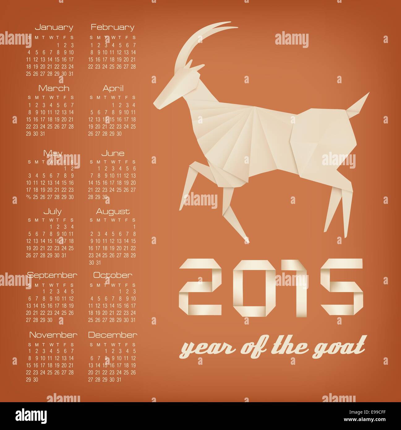 2015 year of the goat calendar. Vector Stock Photo - Alamy