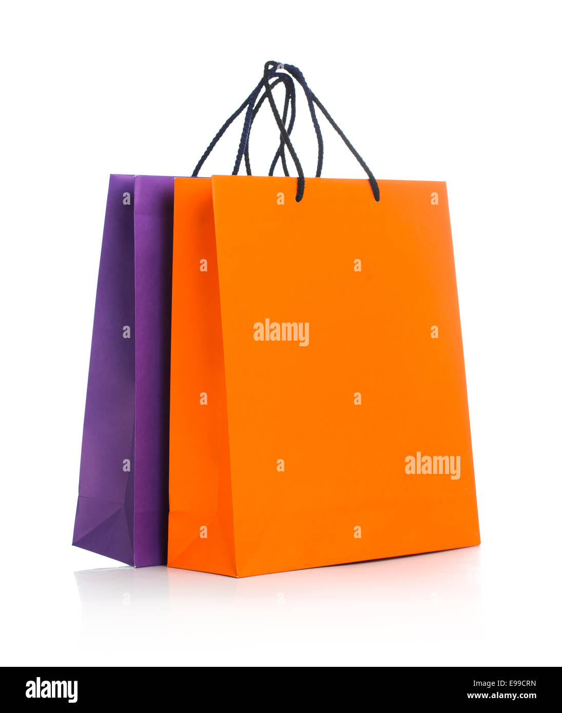 Two paper Shopping bags with reflection on white background Stock Photo ...
