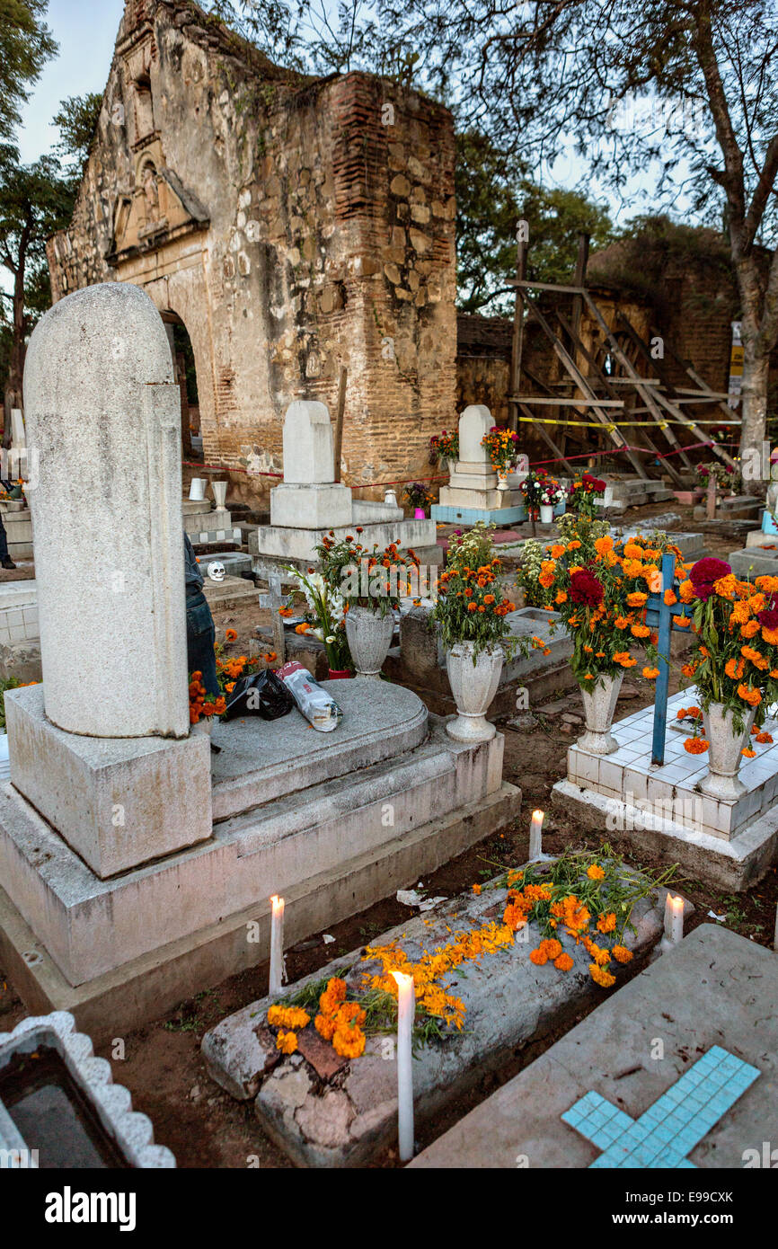 The old cemetery decorated for Day of the Dead festival known in ...