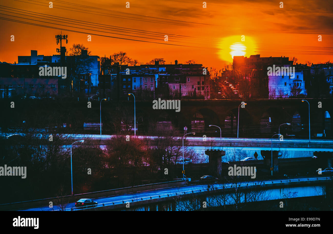 Vibrant sunset over West Philadelphia, Pennsylvania Stock Photo - Alamy