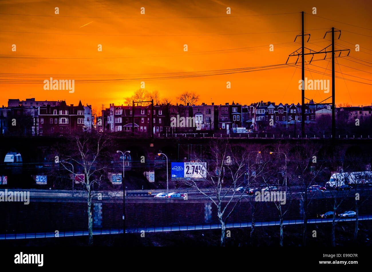 Vibrant sunset over West Philadelphia, Pennsylvania Stock Photo - Alamy
