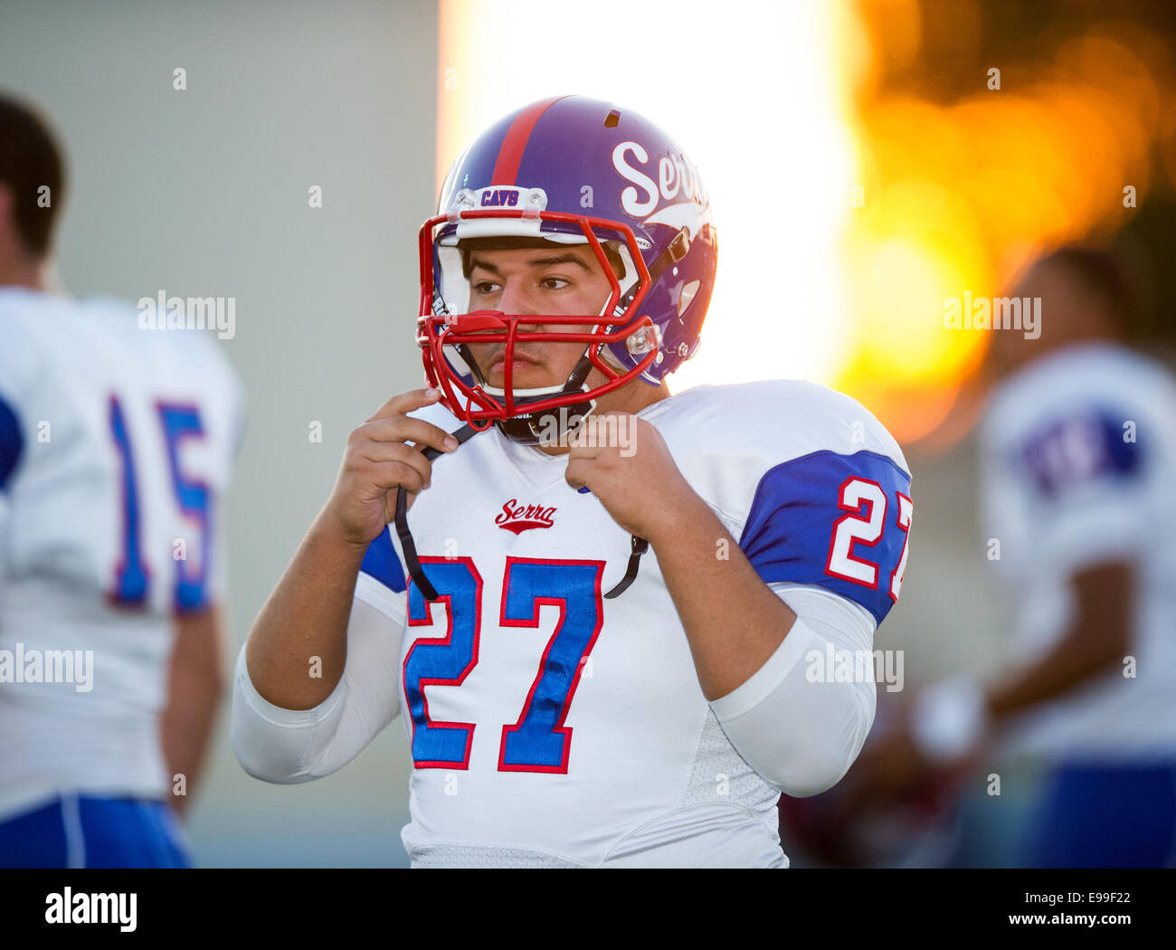 October 4, 2014, La Puente, CA.Gardena Serra cavaliers kicker (27 ...