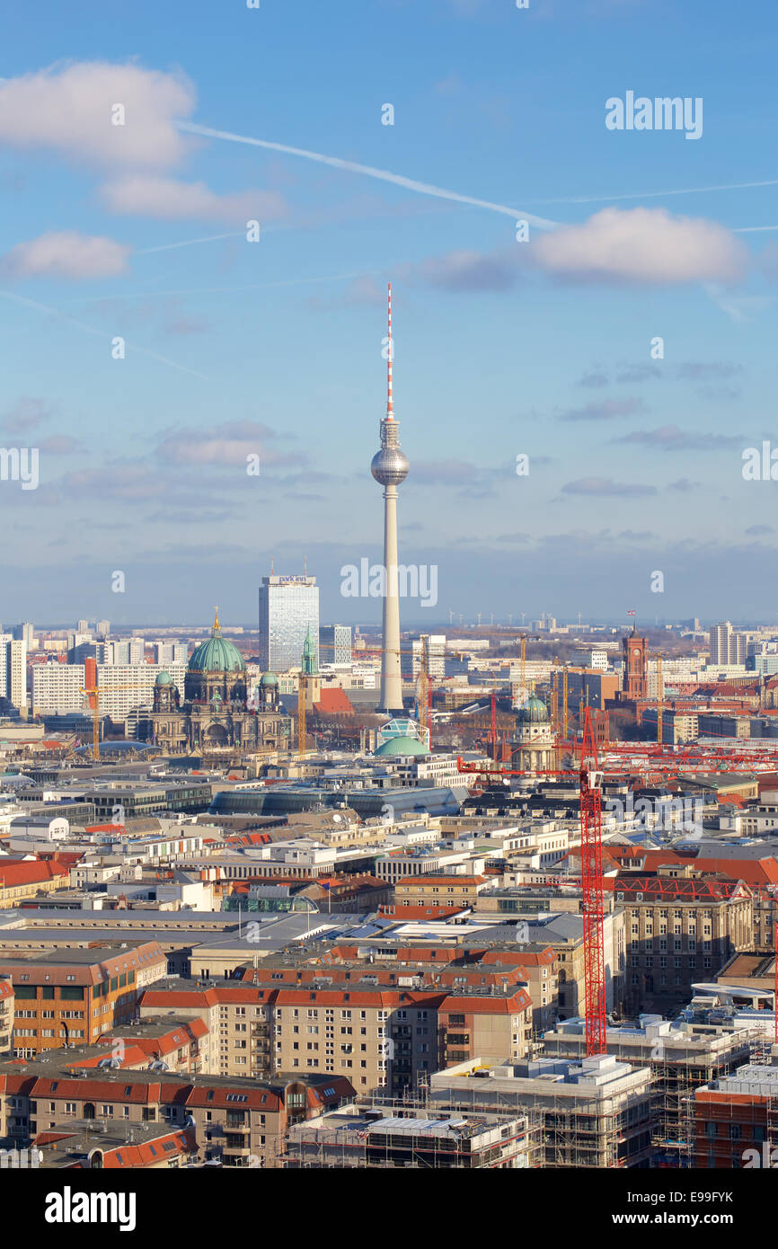 Berlin-Mitte cityscape with the landmark Fernsehturm (tv tower) in the ...