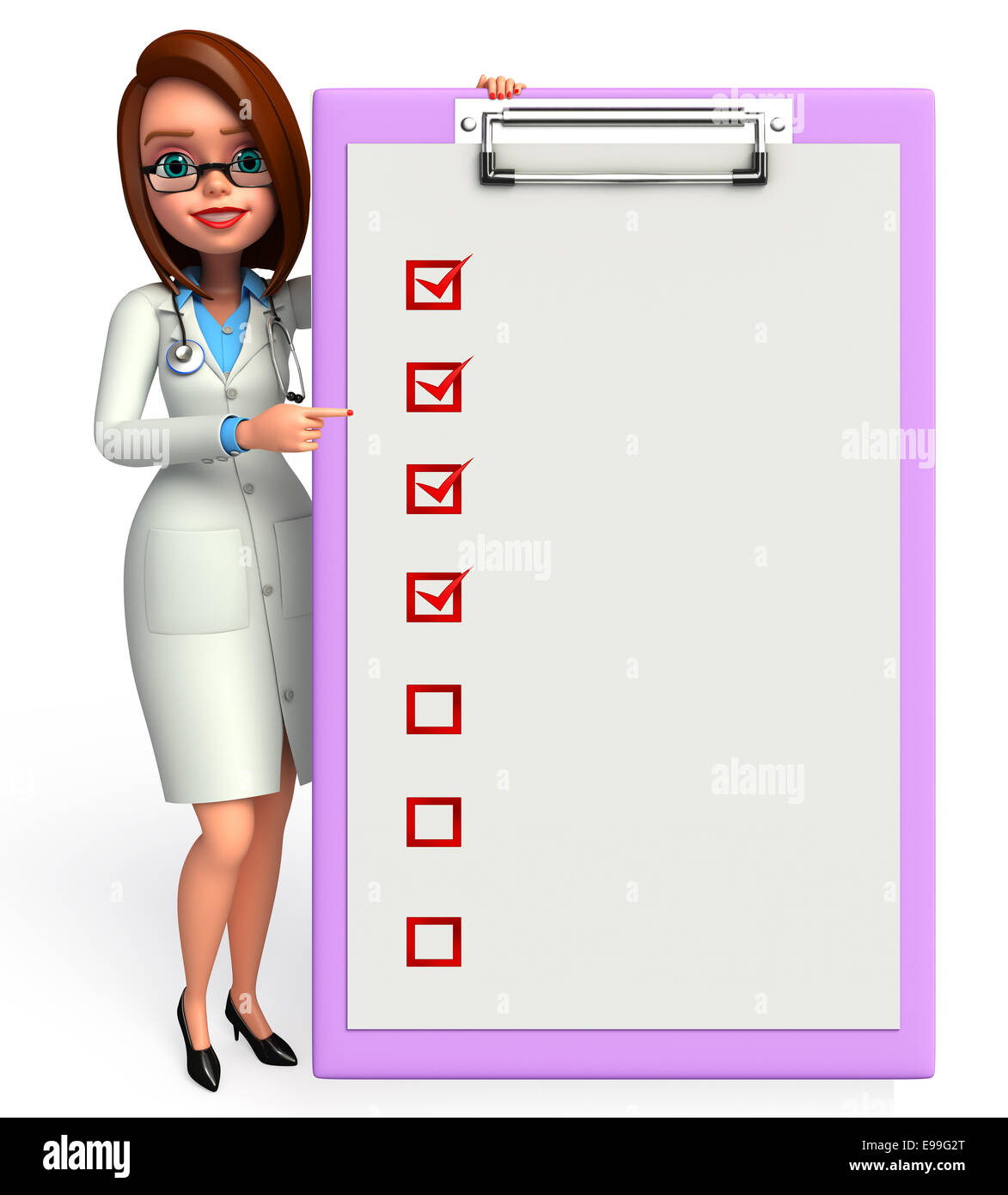 Illustration of young doctor with notepad Stock Photo - Alamy