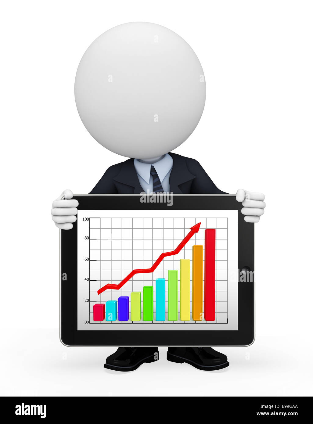 White character as a business man with business graph Stock Photo - Alamy