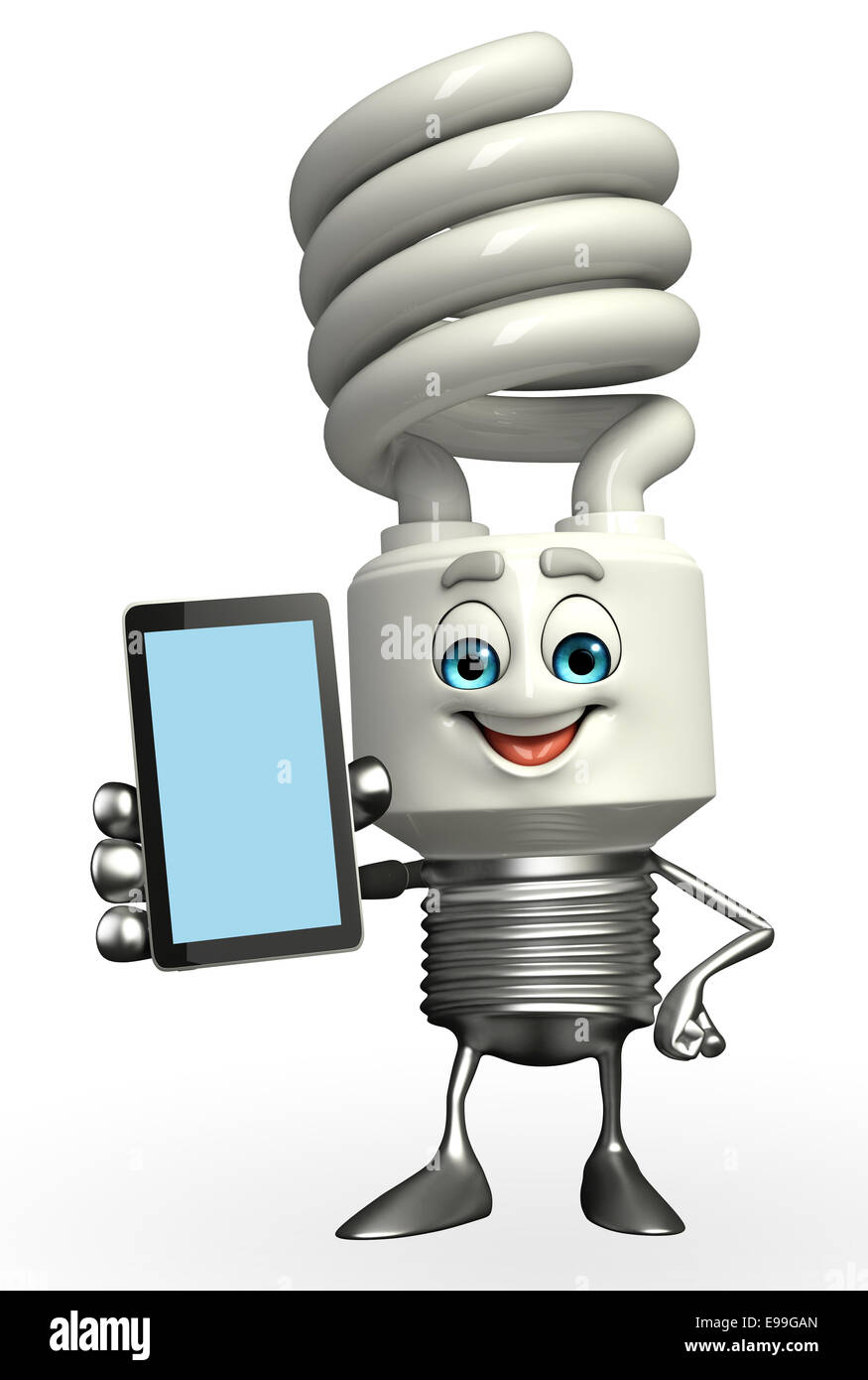 Cartoon Character of CFL with mobile Stock Photo - Alamy