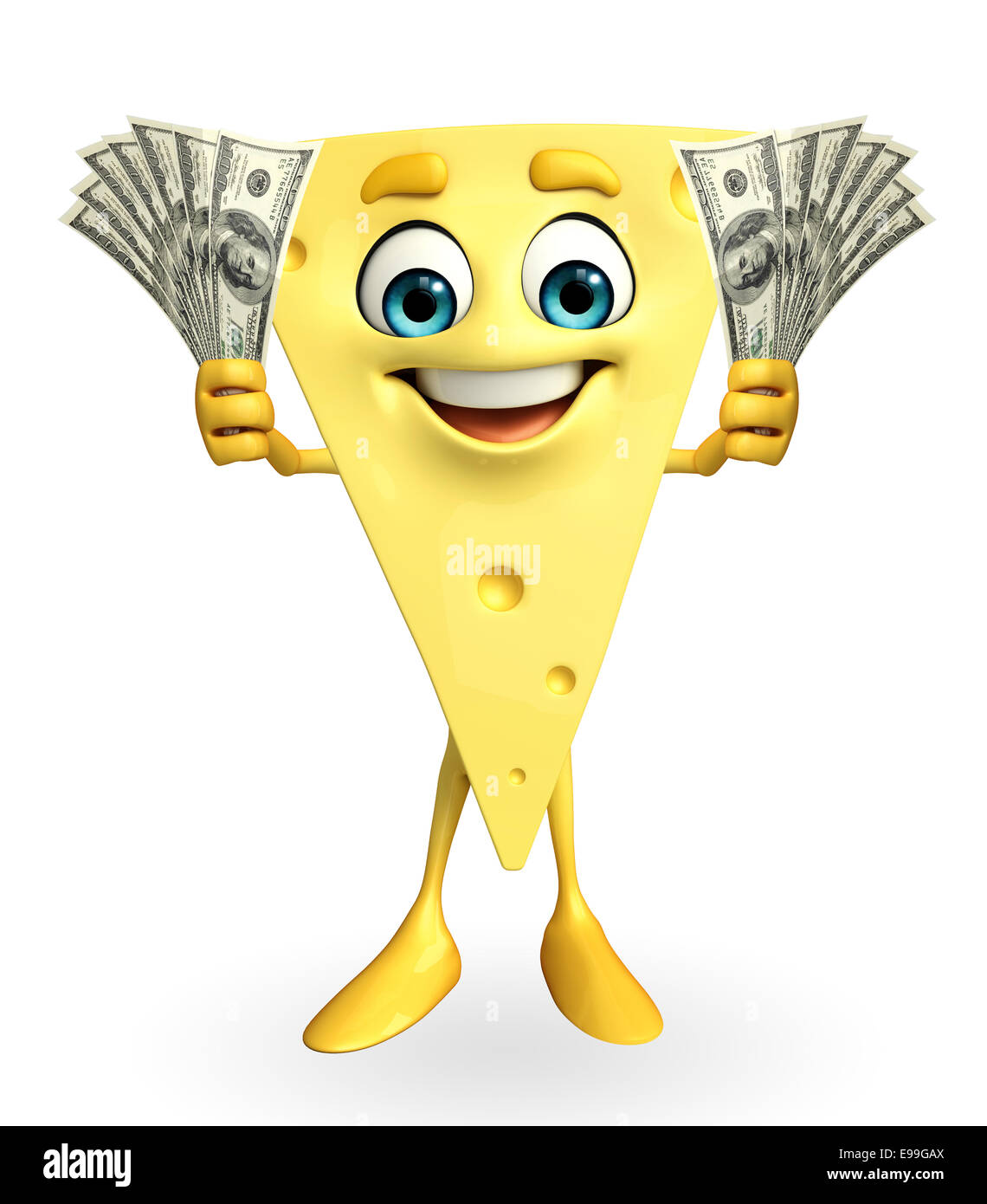 Cartoon Character of Cheese with dollars Stock Photo - Alamy
