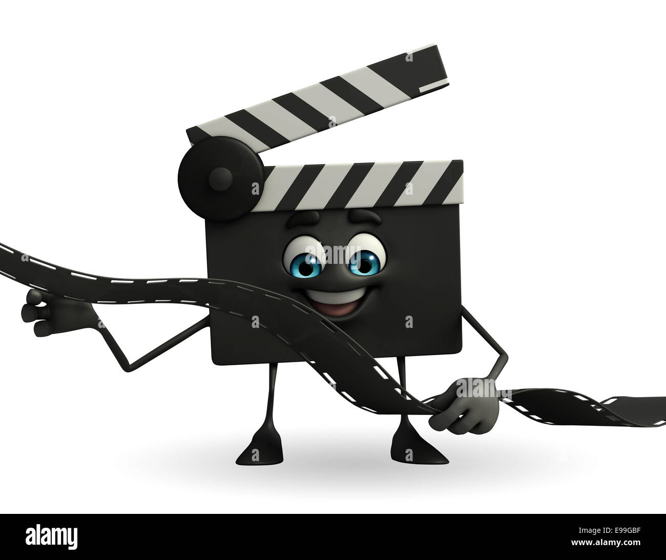 Cartoon Character of Clapper Board with film roll Stock Photo - Alamy
