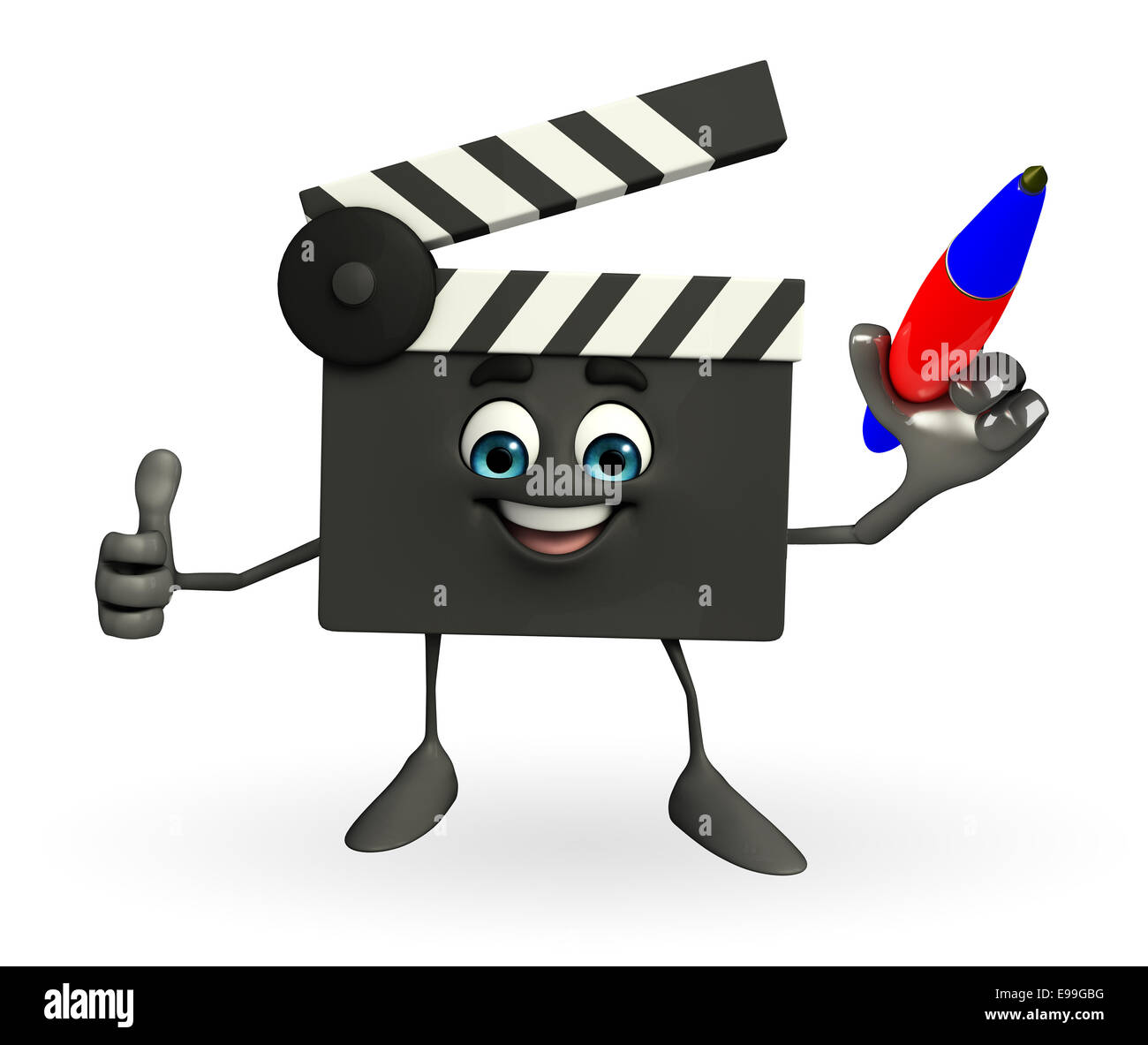 Cartoon Character of Clapper Board with pen Stock Photo - Alamy
