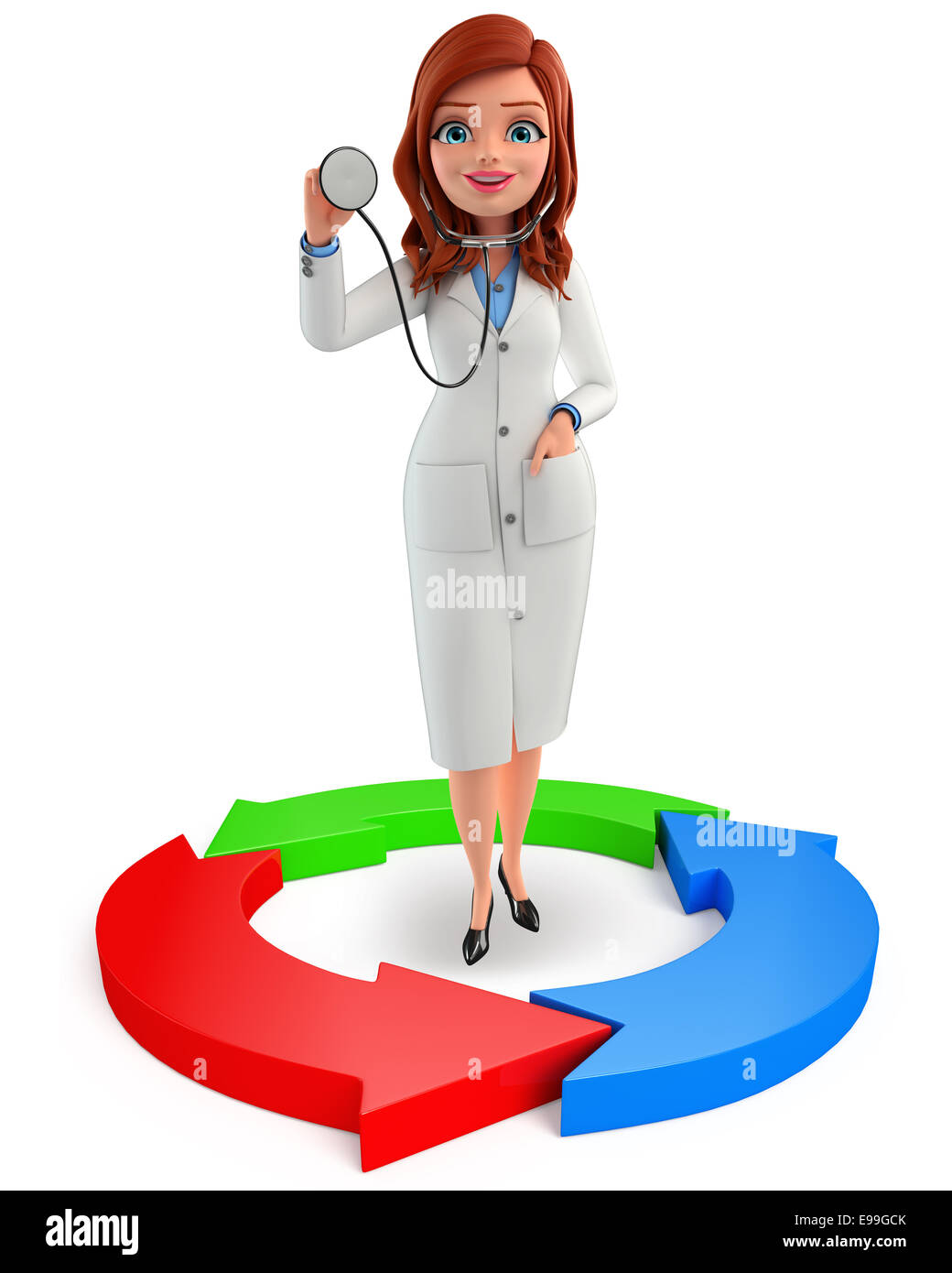 Illustration of Young Doctor with arrow Stock Photo - Alamy