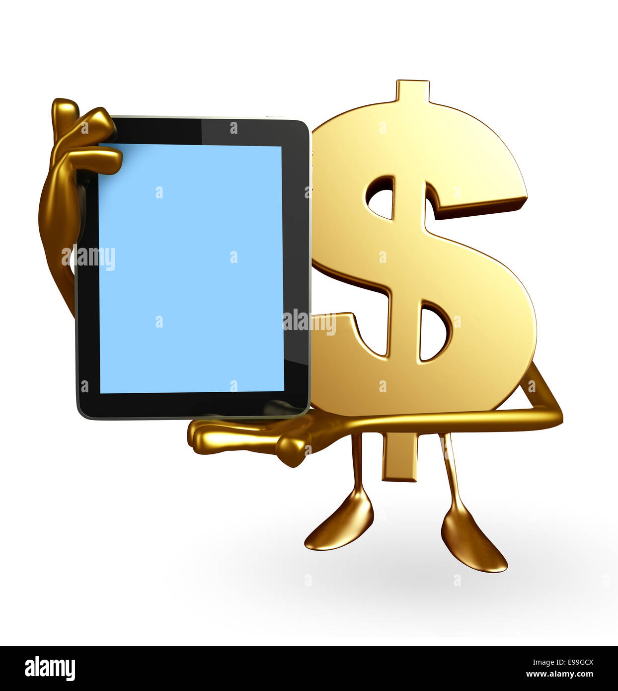 Cartoon Character of dollar with tab Stock Photo - Alamy