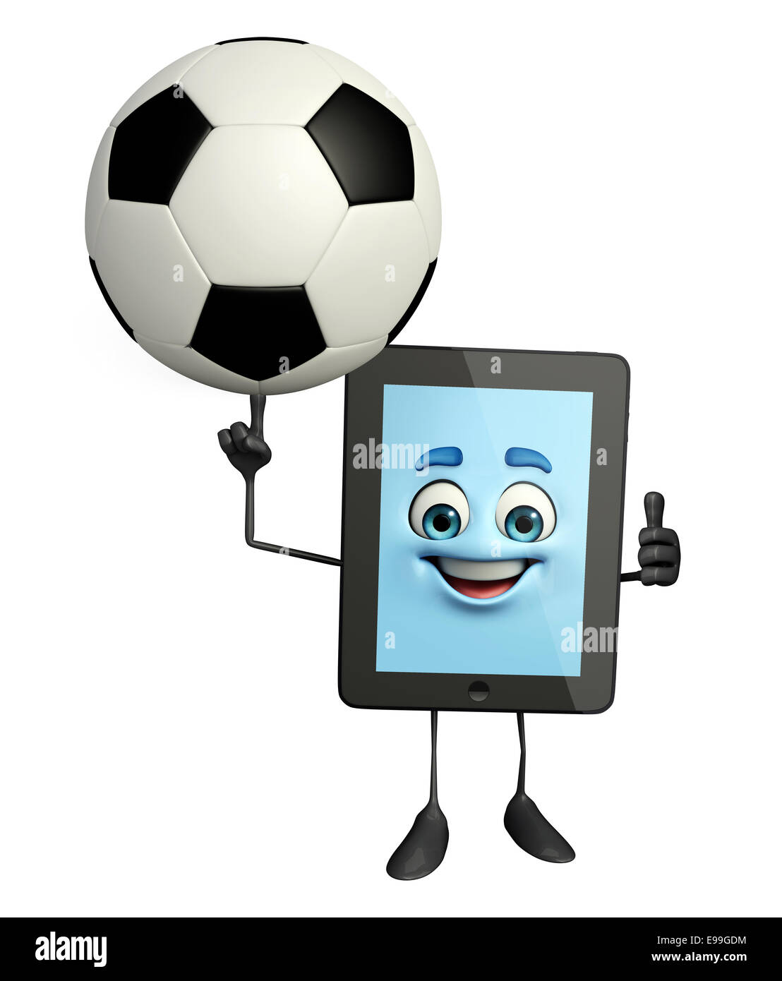 Cartoon character of tab with football Stock Photo - Alamy